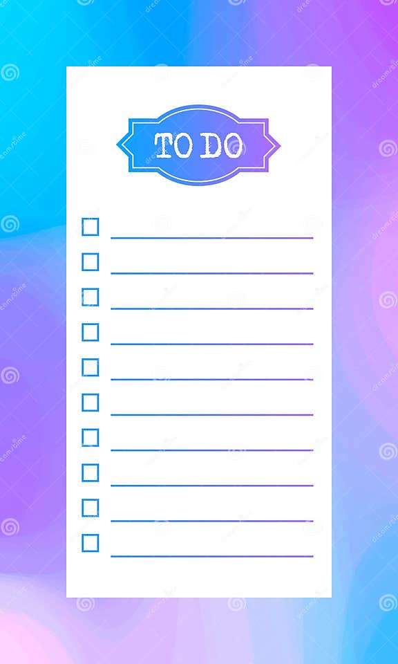 To Do List Blank Template with Check Box. Stock Illustration ...
