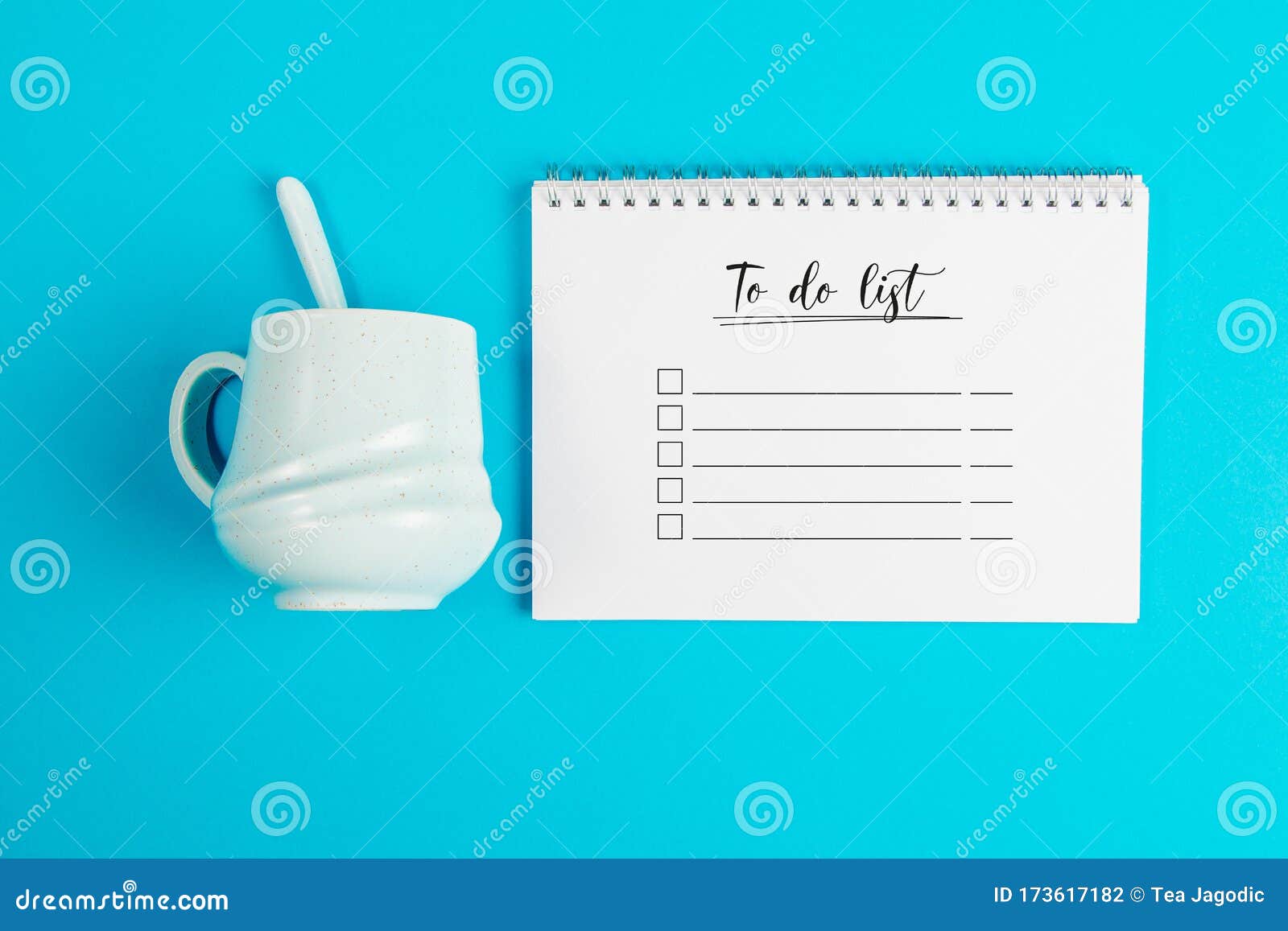To Do List on a Blue Background with Coffee Mug Stock Photo - Image of ...