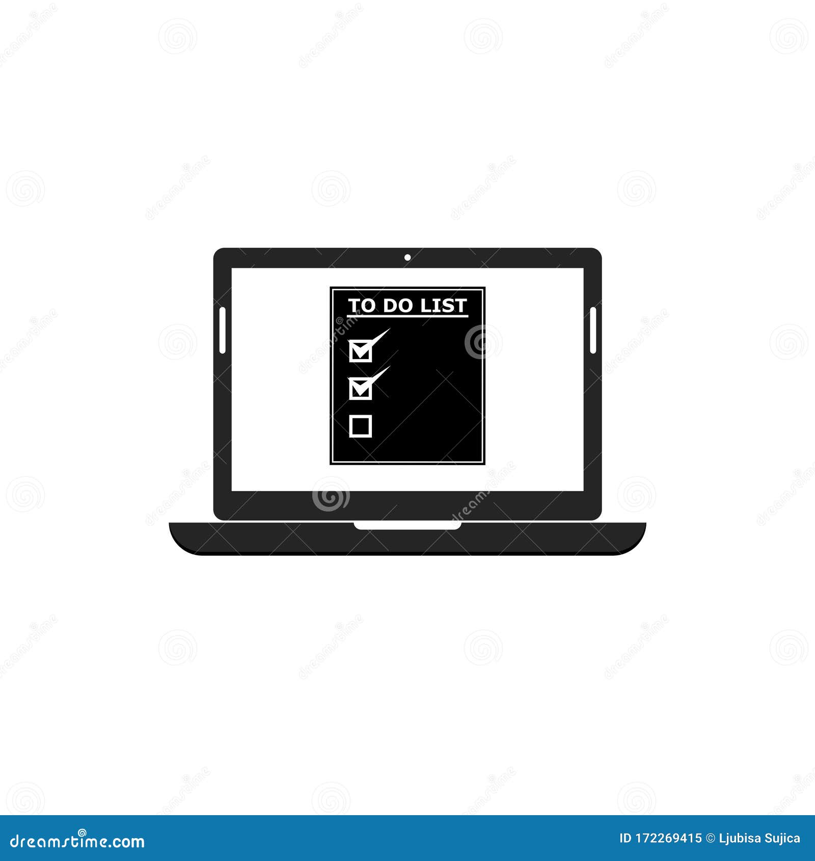 To Do List, Check List Document on Laptop Icon, Computer with Paper ...