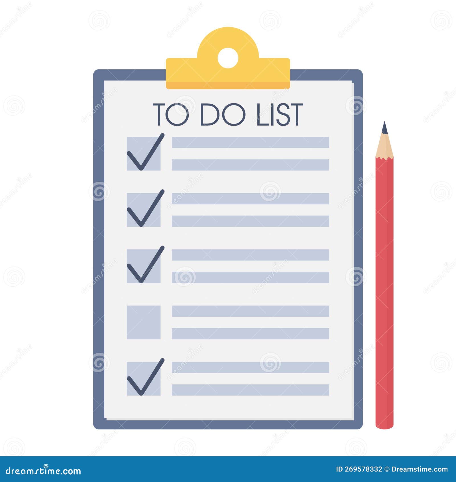 To-do List with Check Marks in Flat Style Stock Vector - Illustration ...