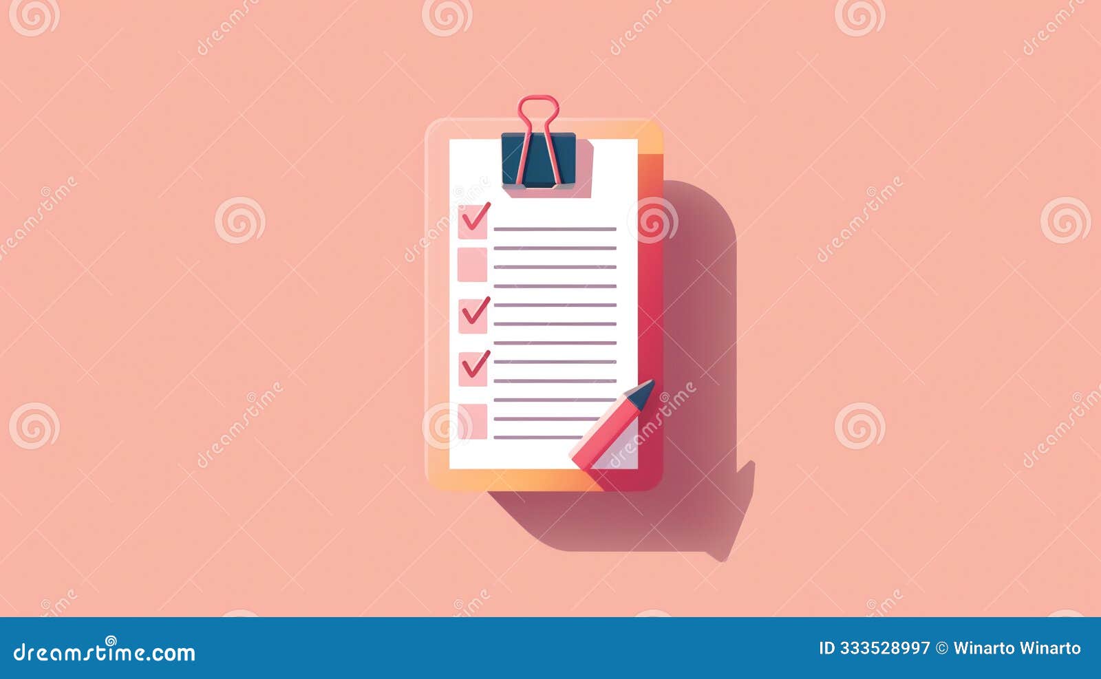 Checklist with a Pencil and a Red Clipboard Stock Illustration ...