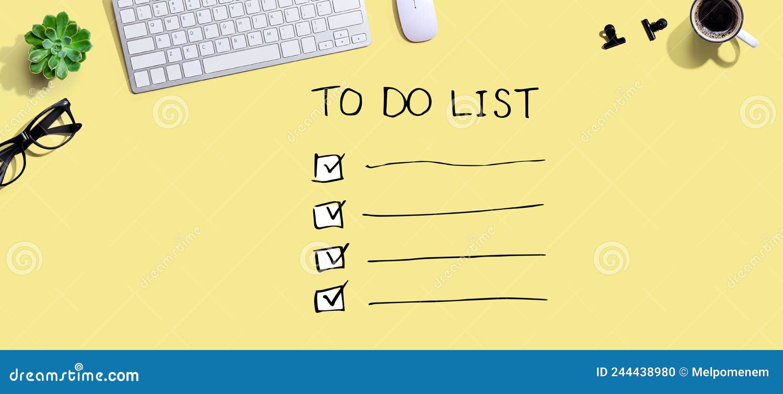 To Do List with a Computer Keyboard Stock Photo - Image of overhead ...