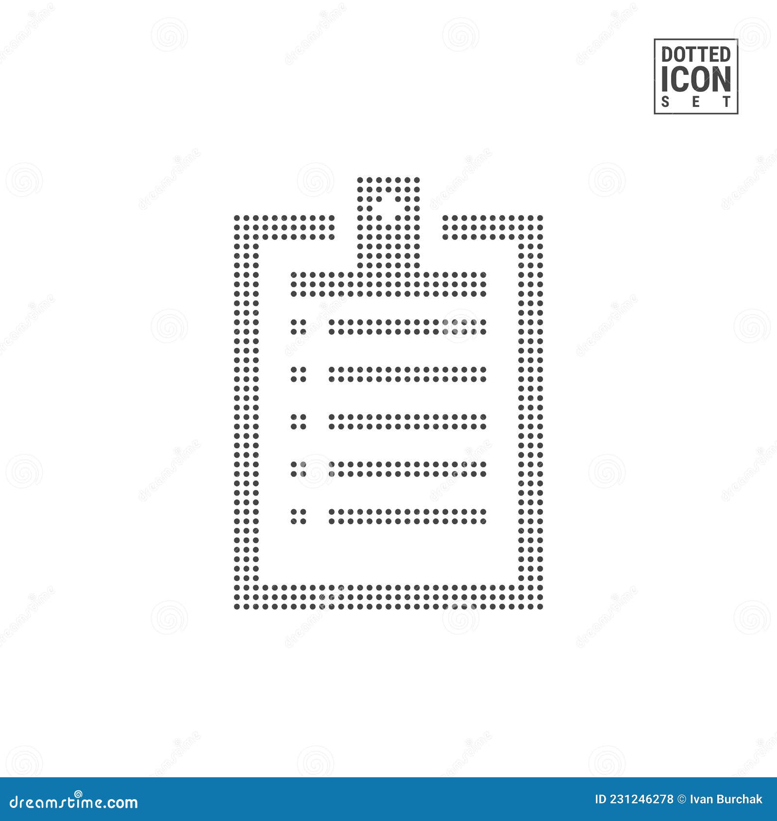 To Do List Dot Pattern Icon. Clipboard Dotted Icon Isolated on White ...