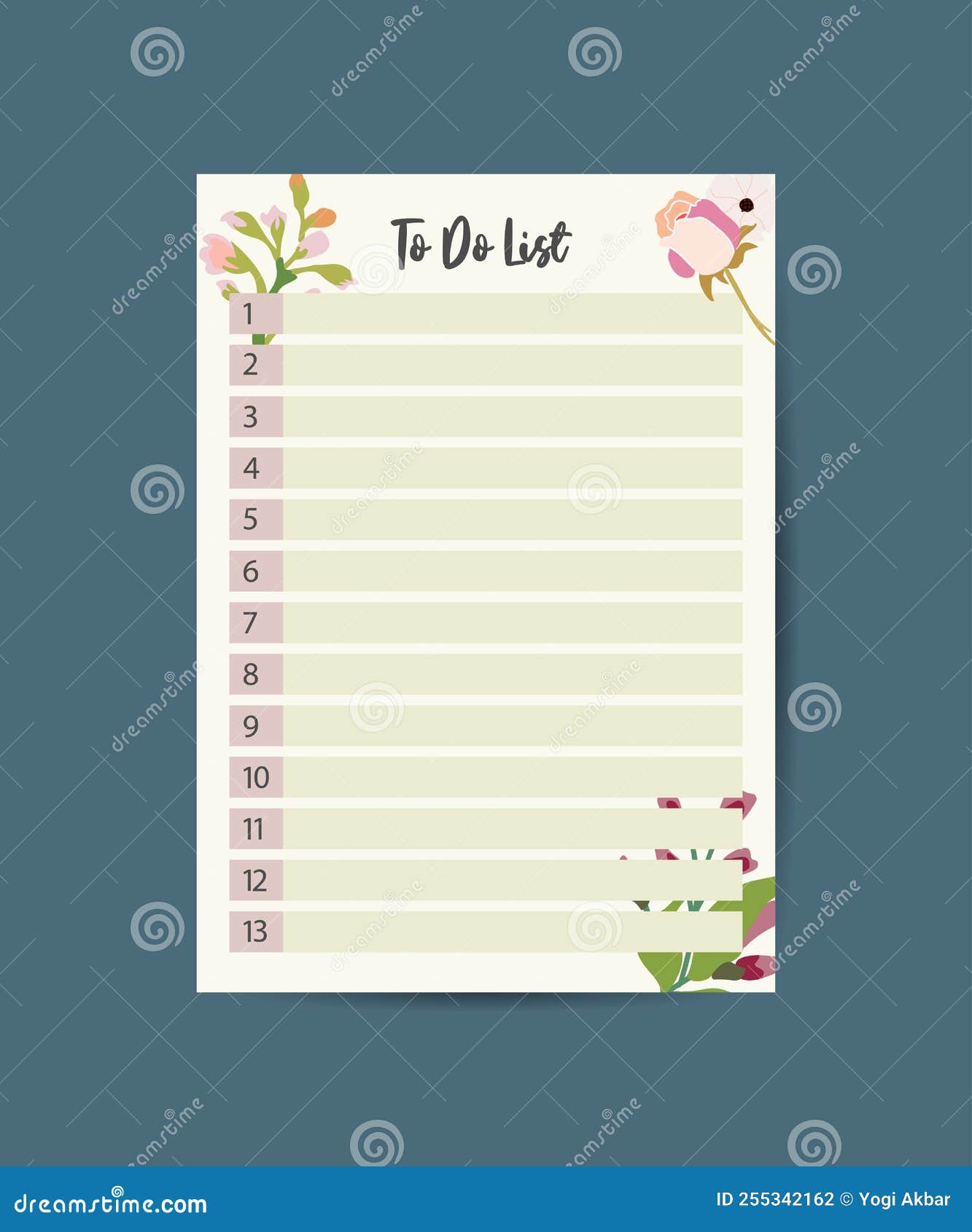 To Do List, on Green Background with Flower Illustration Stock Vector ...