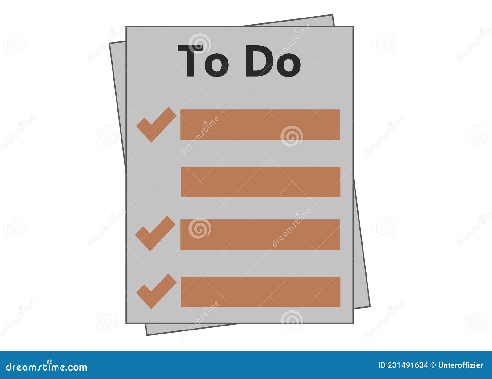 A To Do List with Grey Papers and Brown Check Tick Marks White Backdrop ...