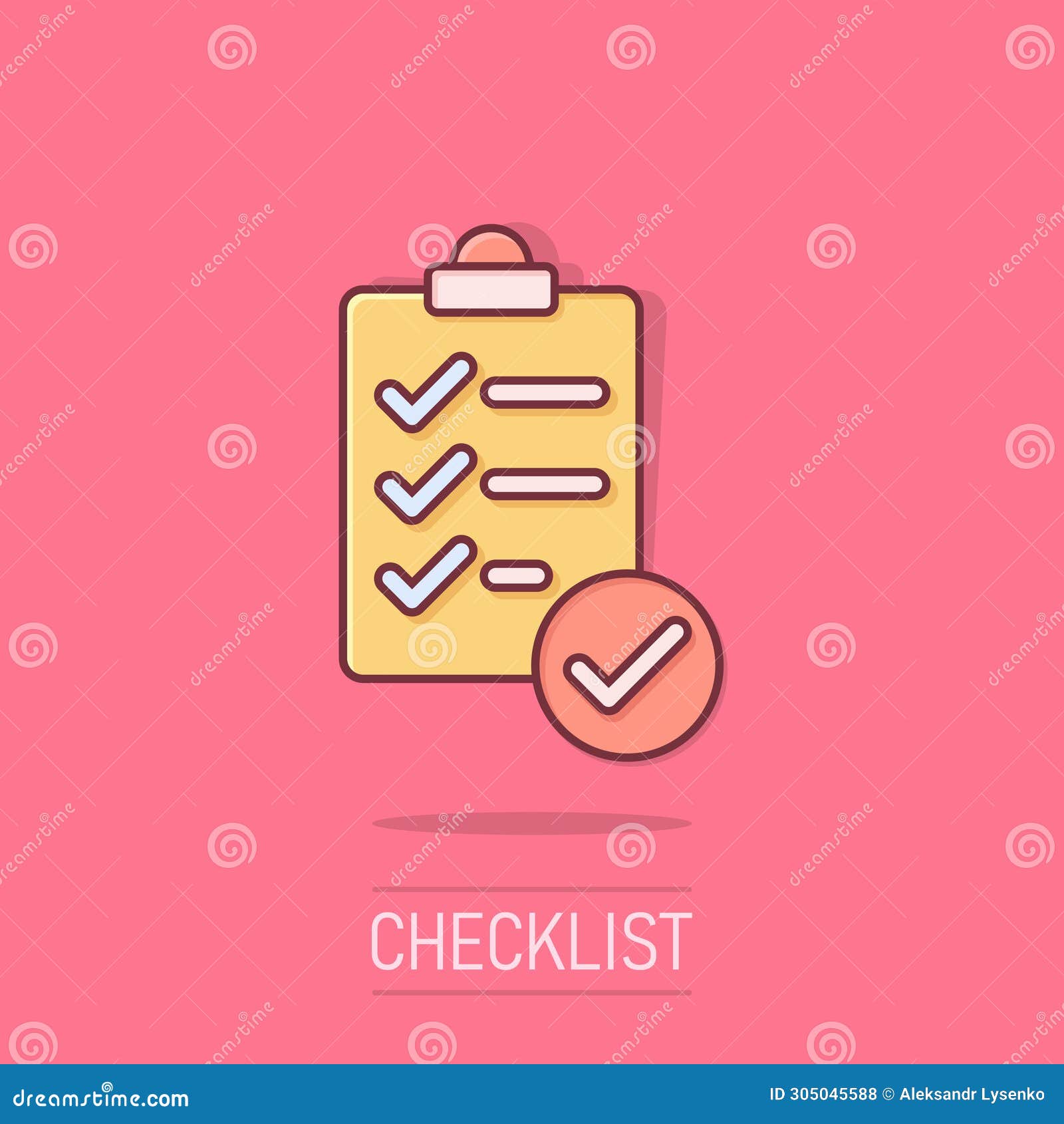 To Do List Icon in Comic Style. Document Checklist Cartoon Vector ...