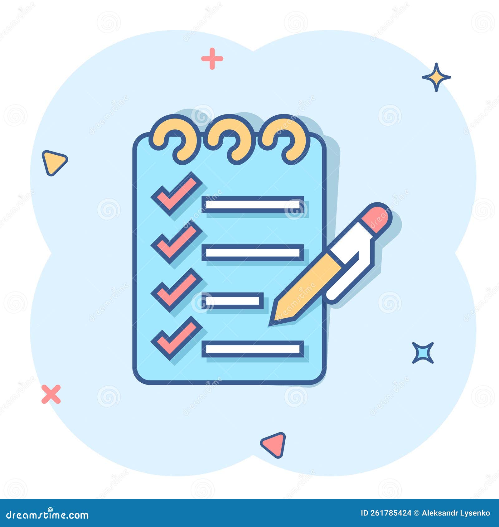 To Do List Icon In Comic Style. Document Checklist Cartoon Vector ...