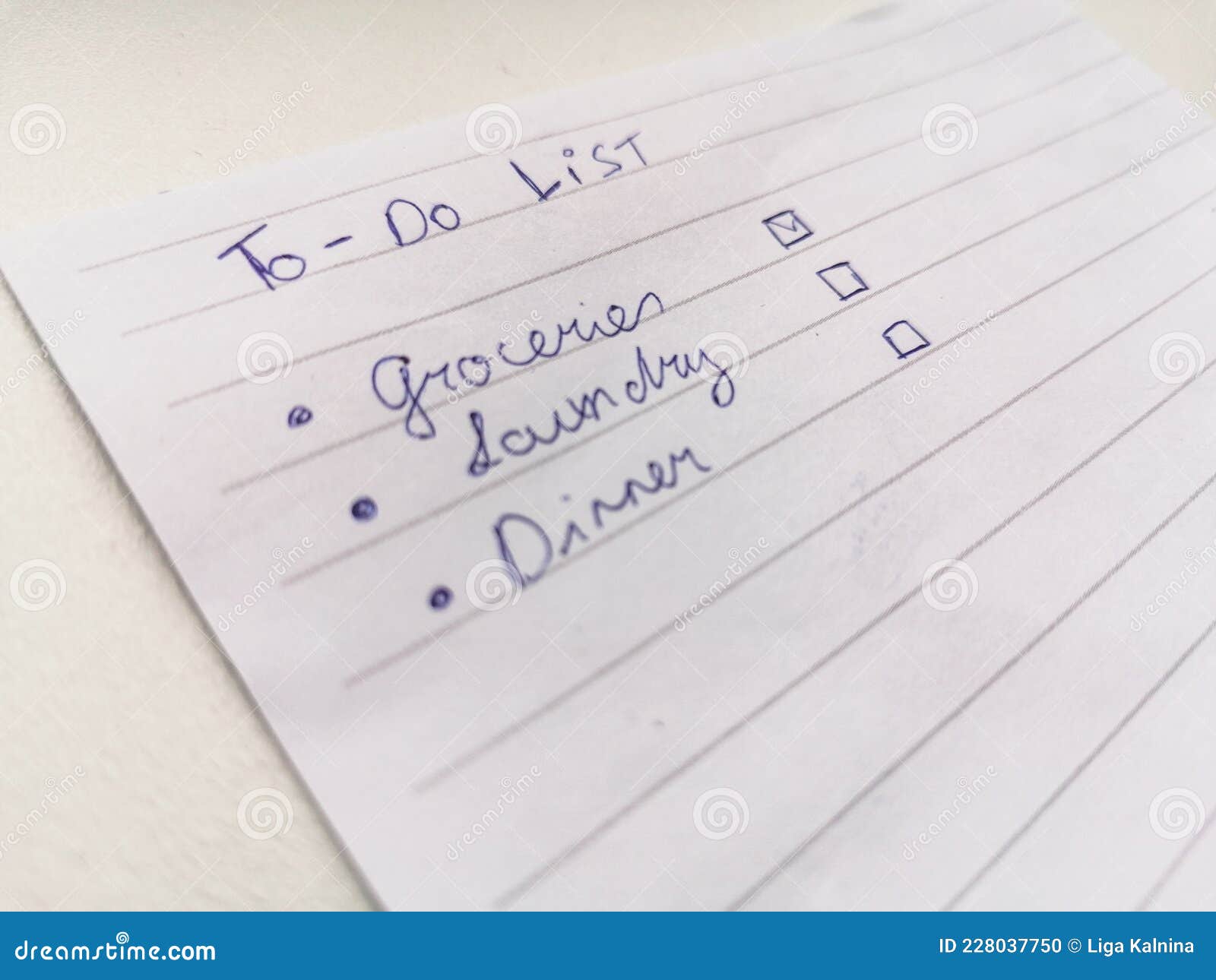 To-do list on lined paper stock photo. Image of handwriting - 228037750