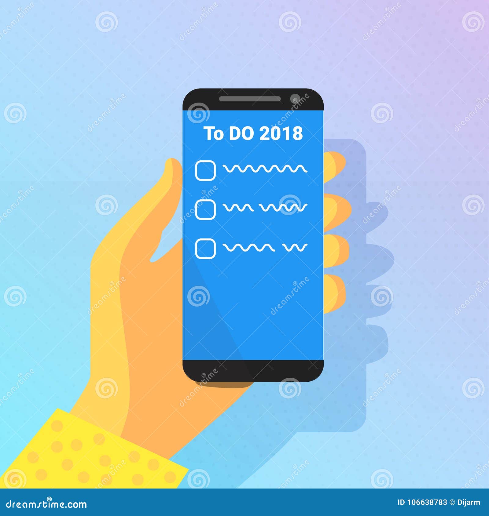 To Do List 2018 on Mobile Phone in Hand. Vector Stock Vector ...