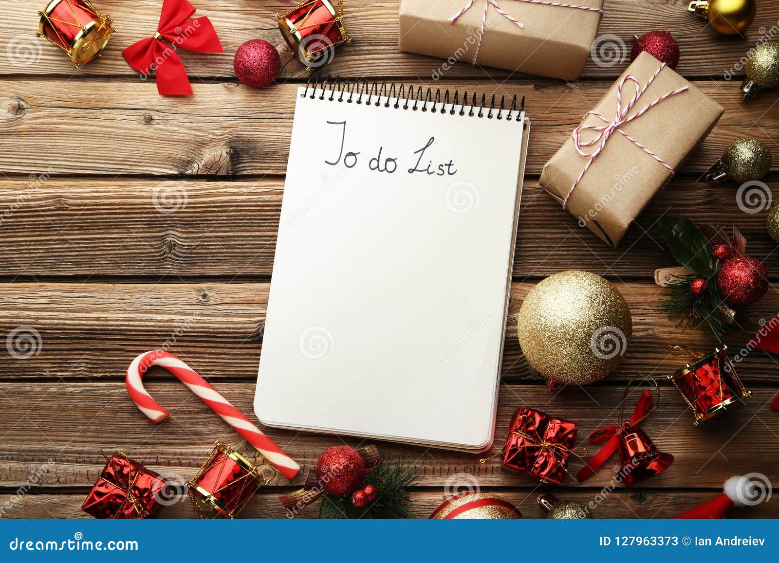 To Do List with Christmas Decorations Stock Image - Image of notebook ...