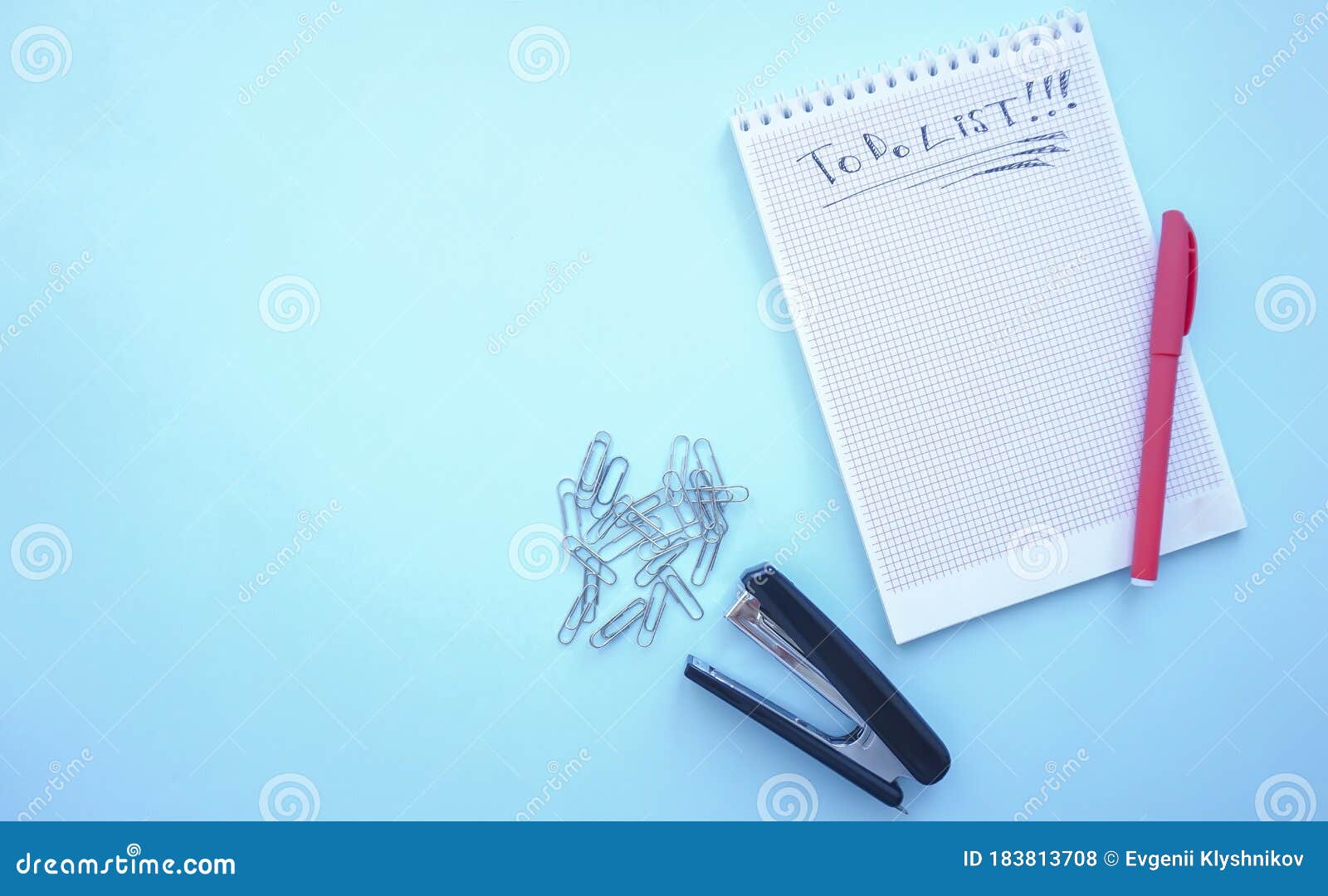 To-do List. Notepad with To-do List. Pen Notepad for Reports Stapler ...