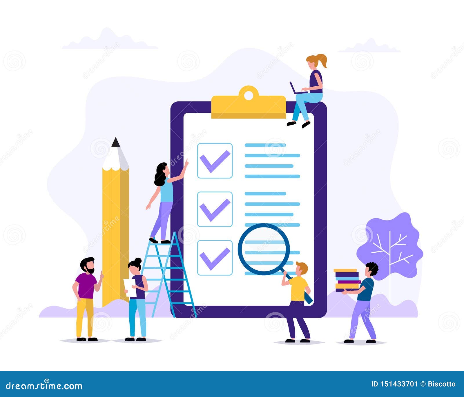 To Do List - Page with Check Marks and Pencil. Concept Illustration for ...