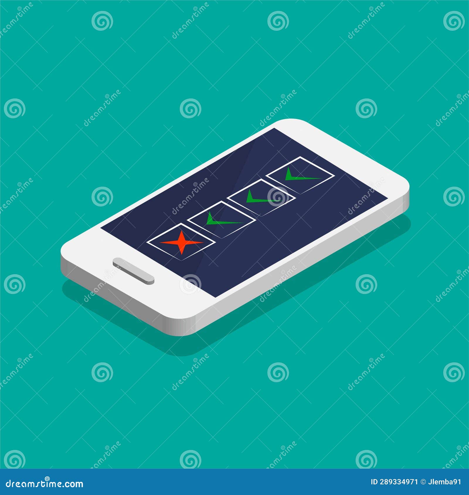 Isometric Smartphone with Check Box on a Display. Stock Vector ...