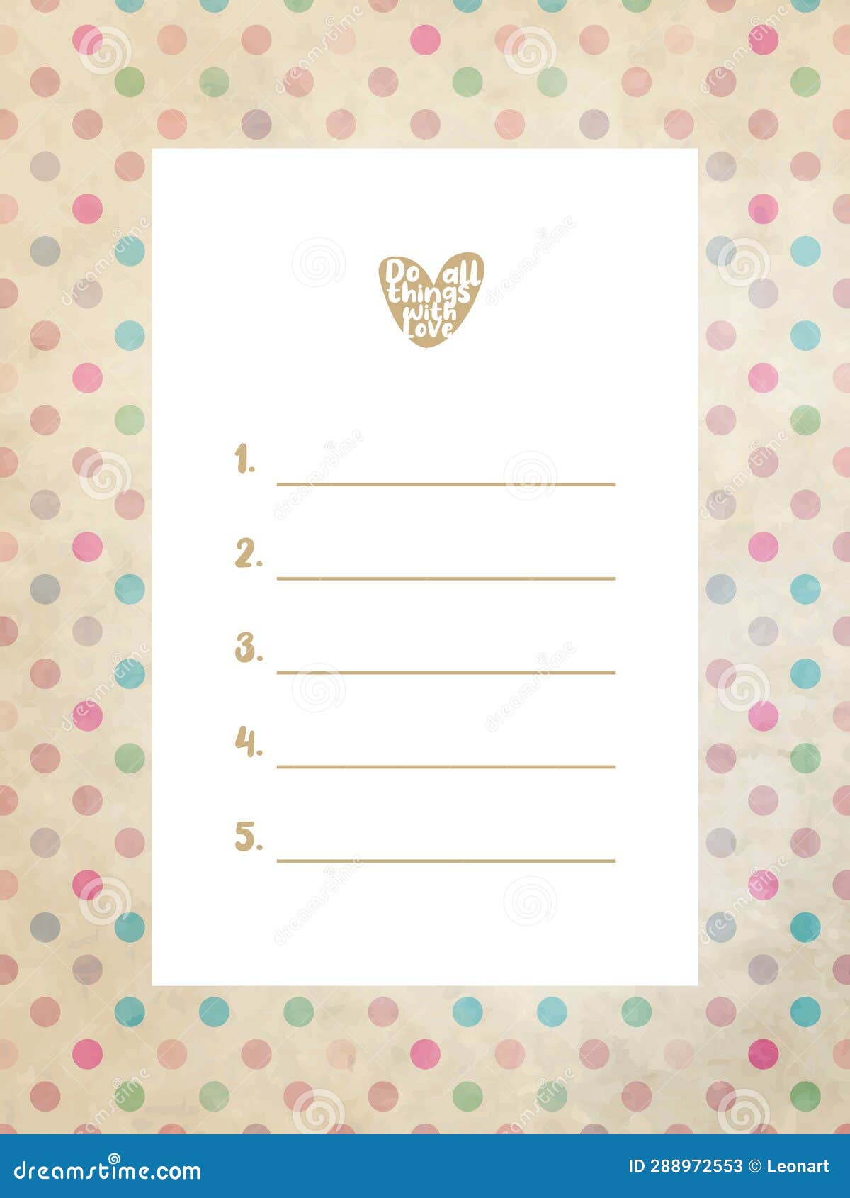 To Do List Template, 5 Important daily Golas. Stock Illustration ...