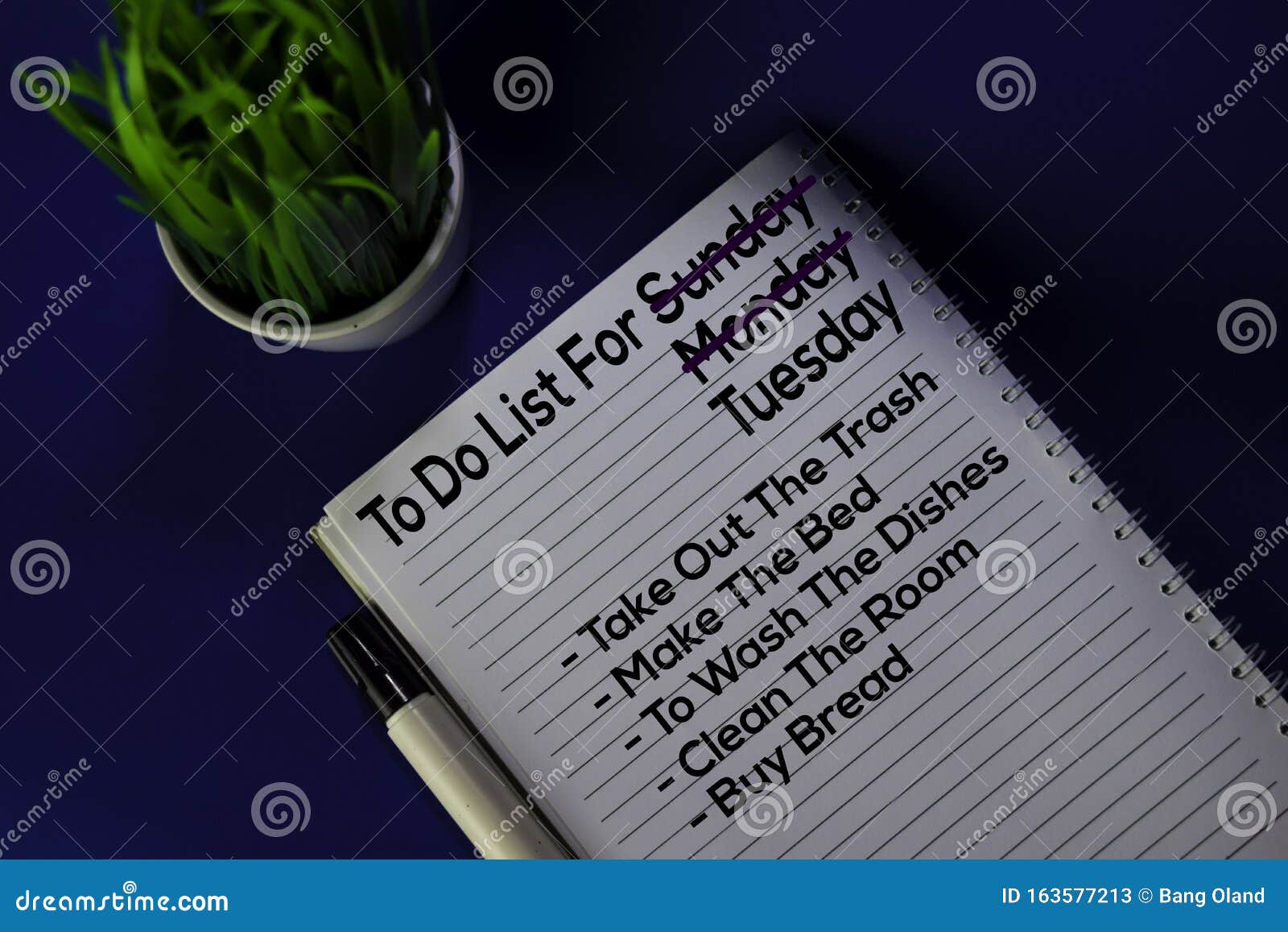 To Do List for Tuesday Write on Book with Schedule Isolated Blue ...