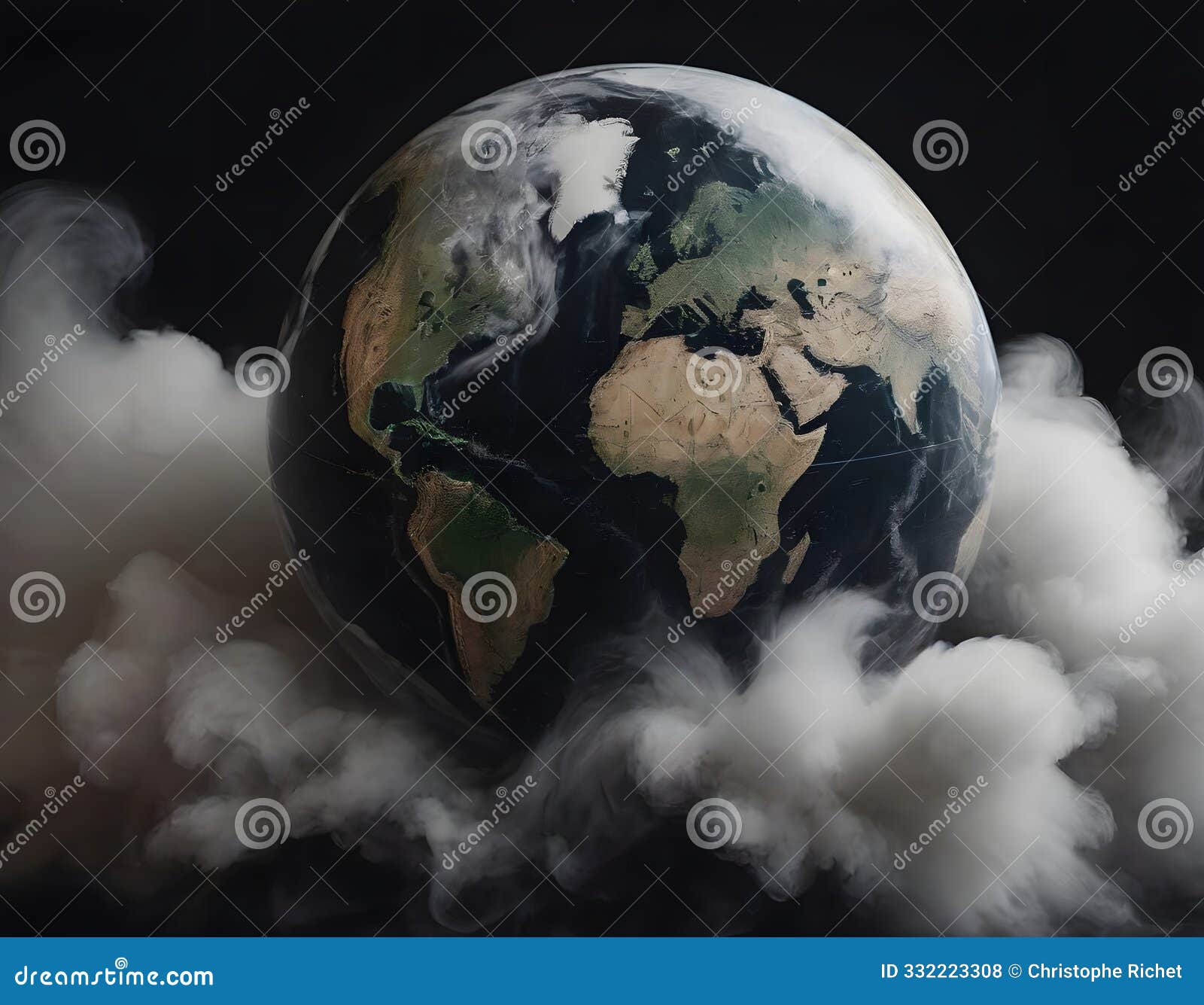 Globe Emerging from a Cloud of Smoke To Illustrate, for Example ...