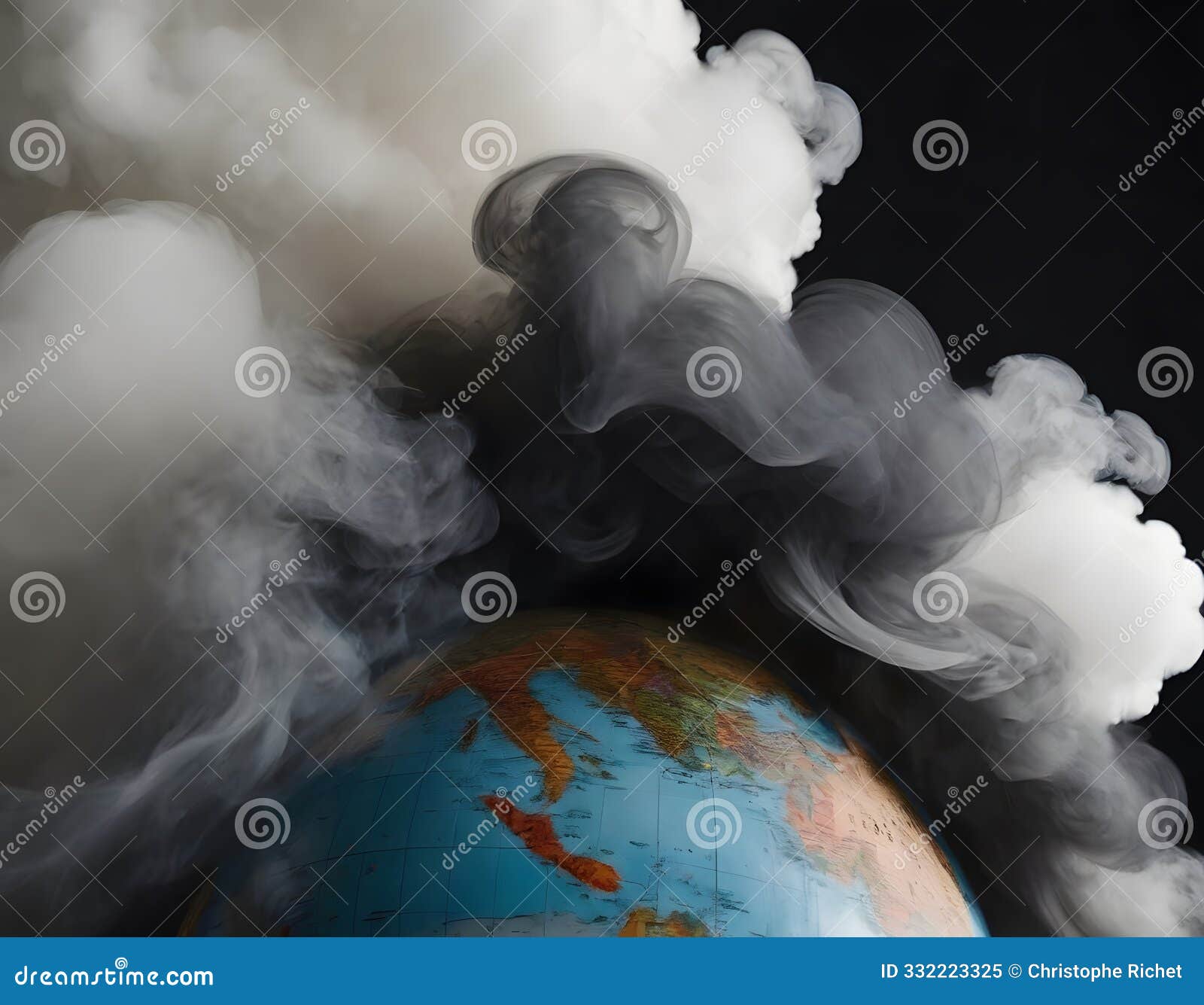 Globe Emerging from a Cloud of Smoke To Illustrate, for Example ...