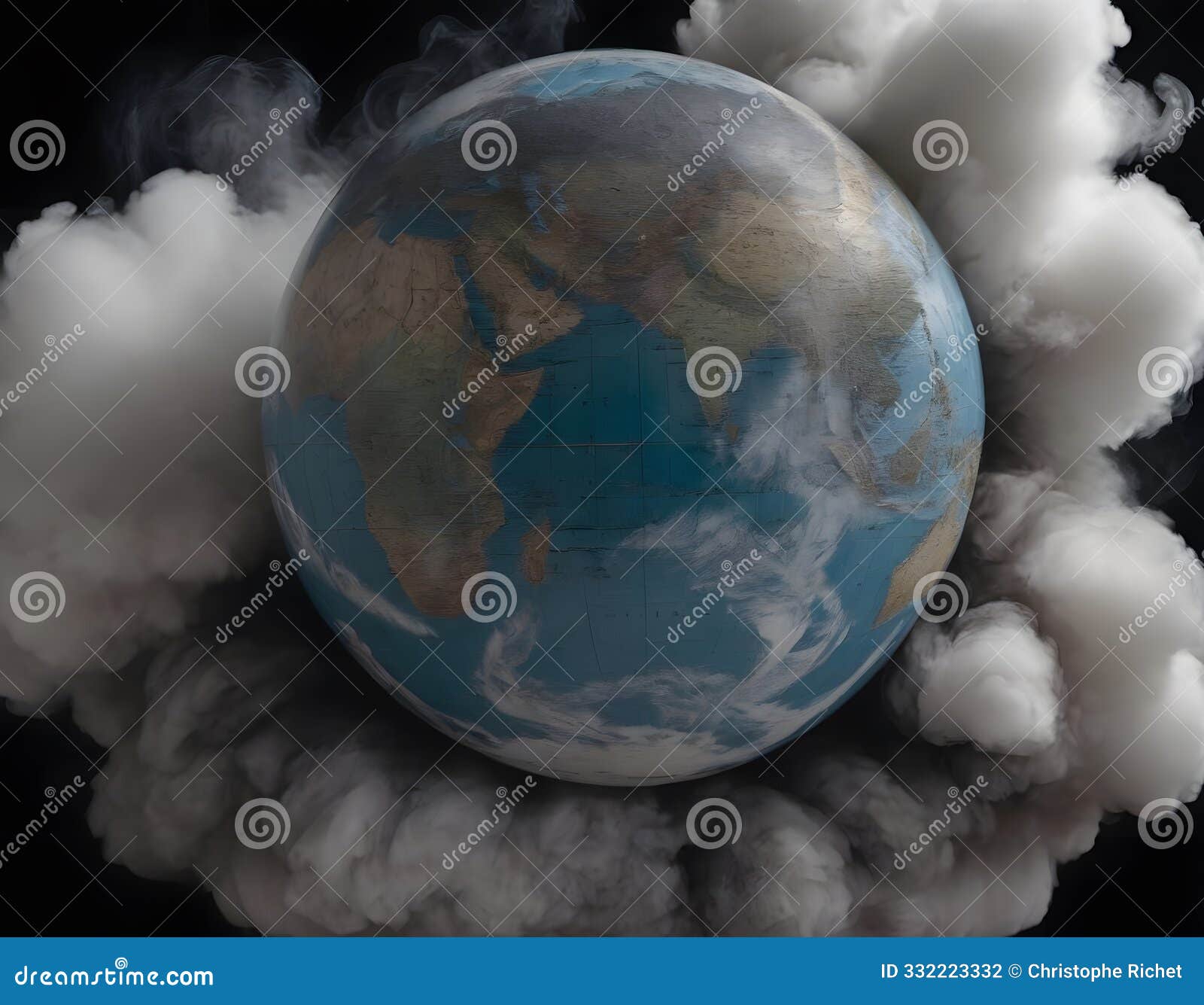 Globe Emerging from a Cloud of Smoke To Illustrate, for Example ...