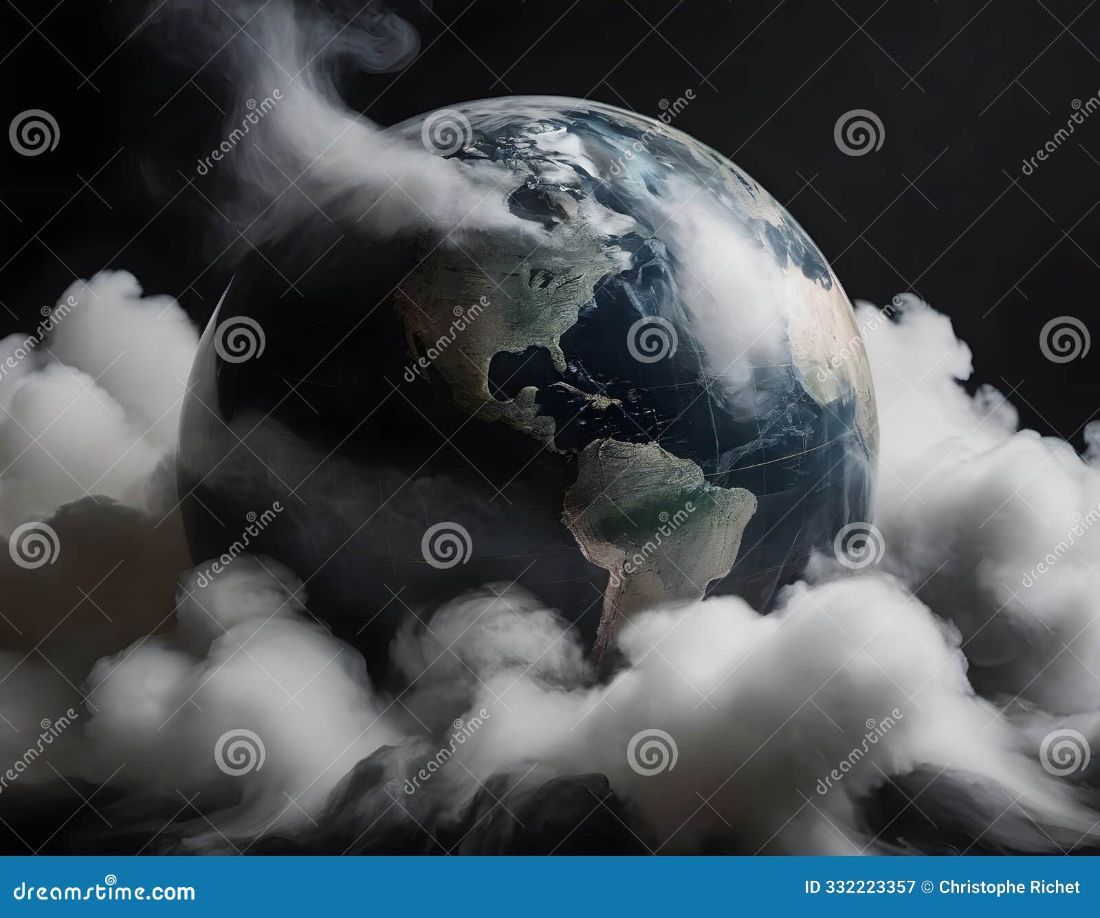 Globe Emerging from a Cloud of Smoke To Illustrate, for Example ...