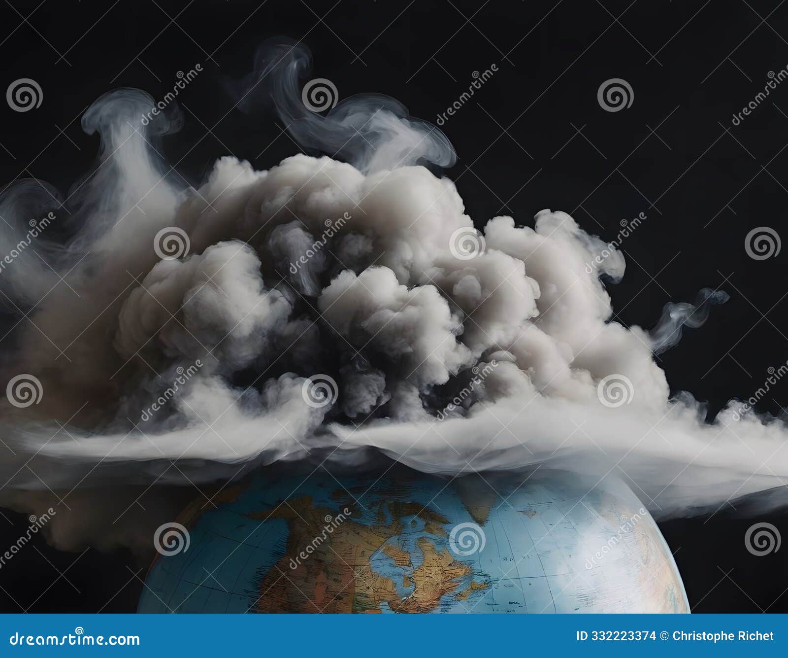 Globe Emerging from a Cloud of Smoke To Illustrate, for Example ...