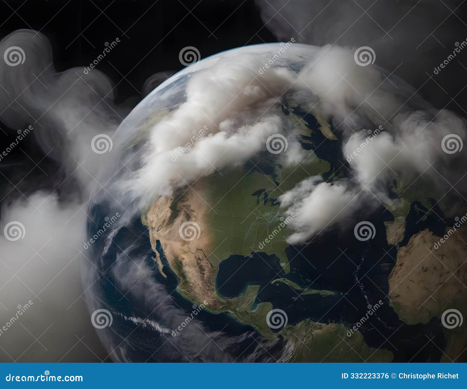 Globe Emerging from a Cloud of Smoke To Illustrate, for Example ...