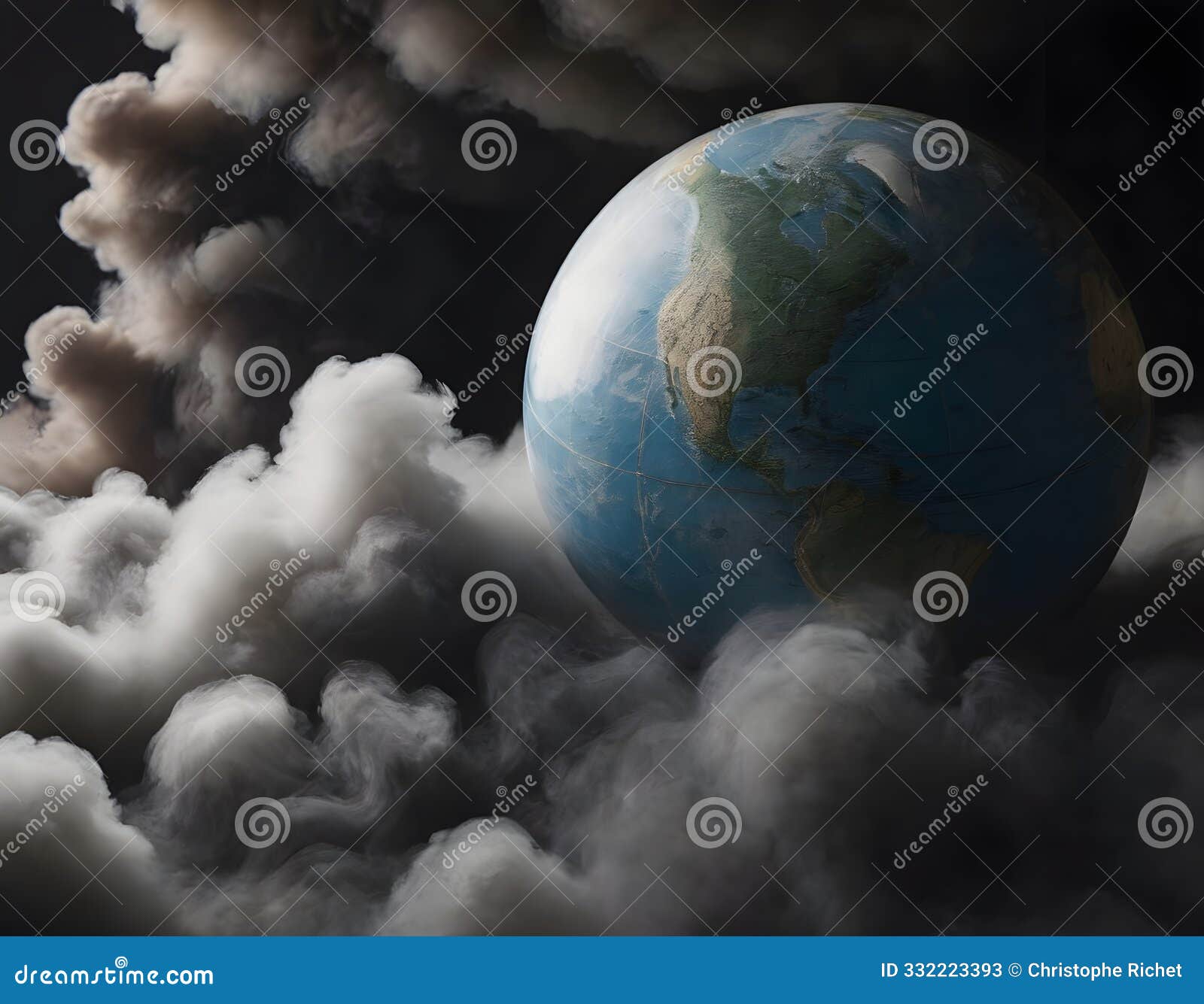 Globe Emerging from a Cloud of Smoke To Illustrate, for Example ...