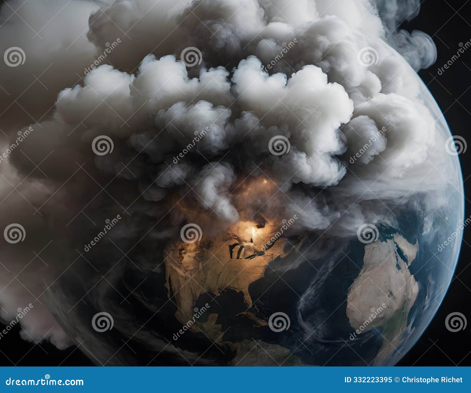 Globe Emerging from a Cloud of Smoke To Illustrate, for Example ...