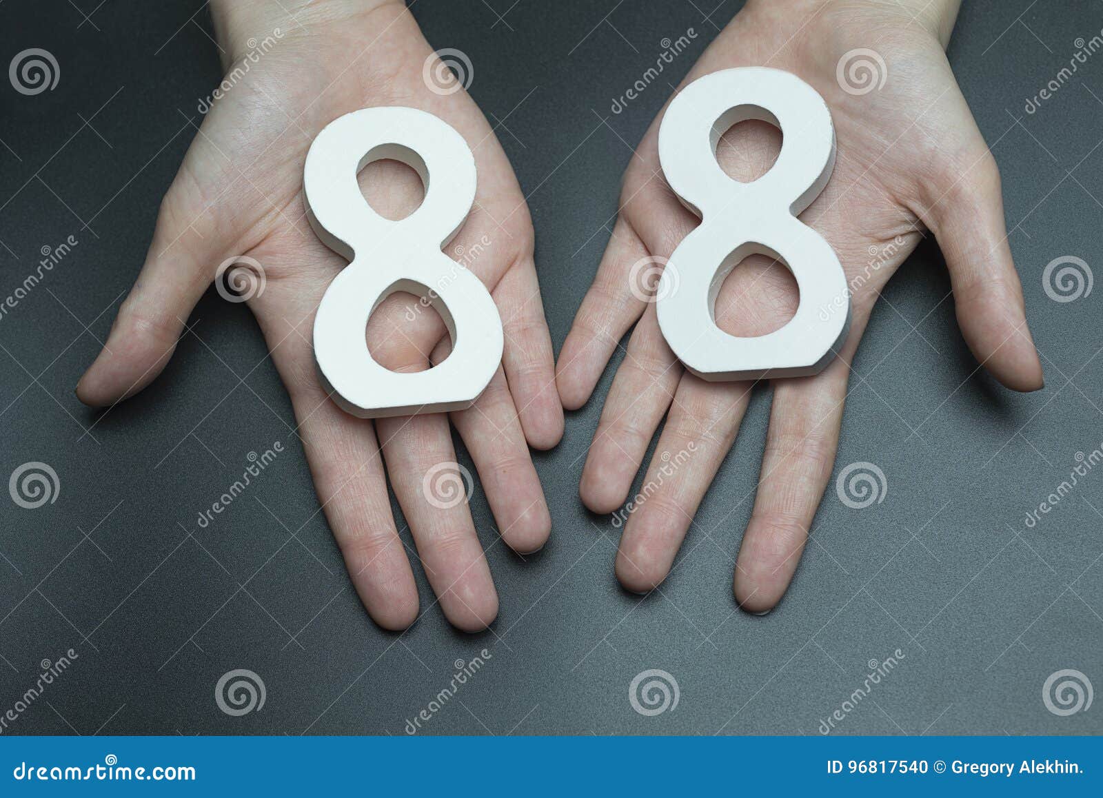 To Female Hands the Figure of Eighty-eight. Stock Photo - Image of ...