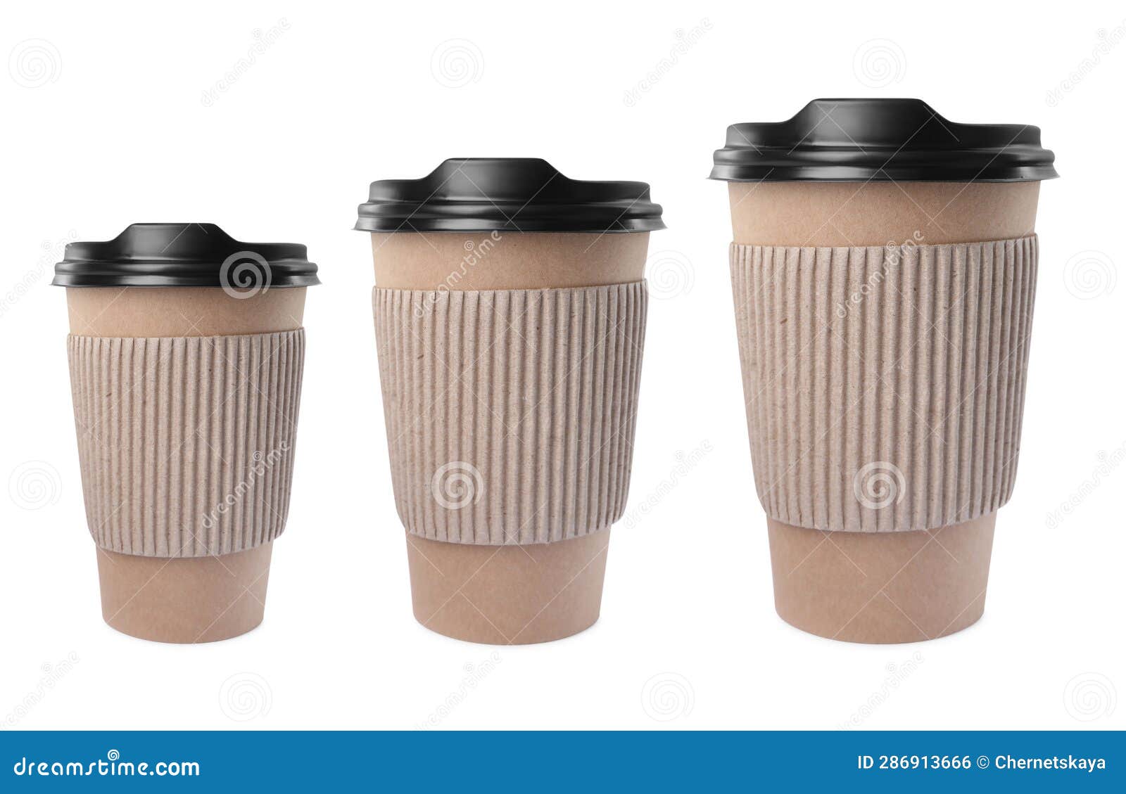 To-go Drink. Set with Three Paper Coffee Cups of Different Sizes ...
