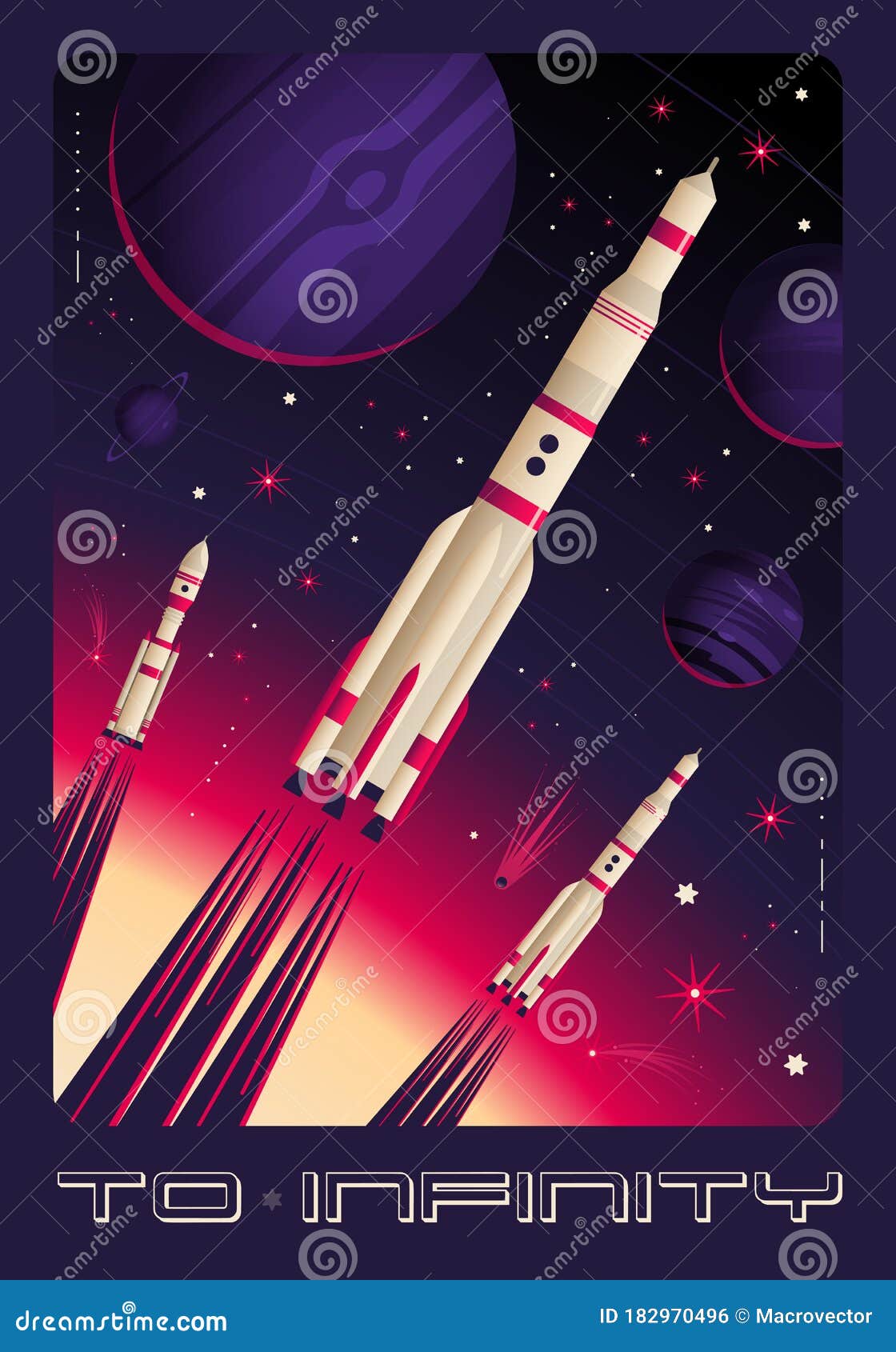 To Infinity Rocket Poster stock vector. Illustration of album - 182970496