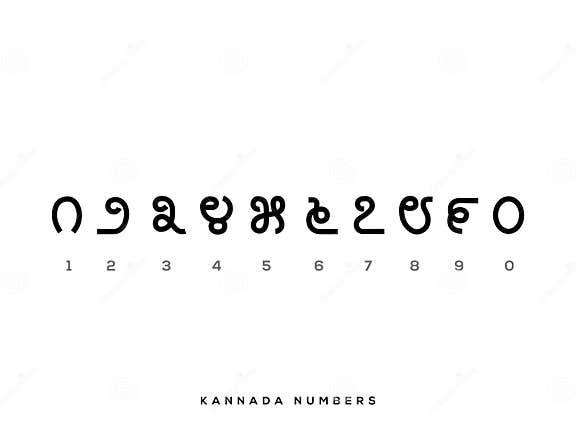 0 To 9 Kannada Numbers Set Vector. Kannada Digits Stock Vector ...
