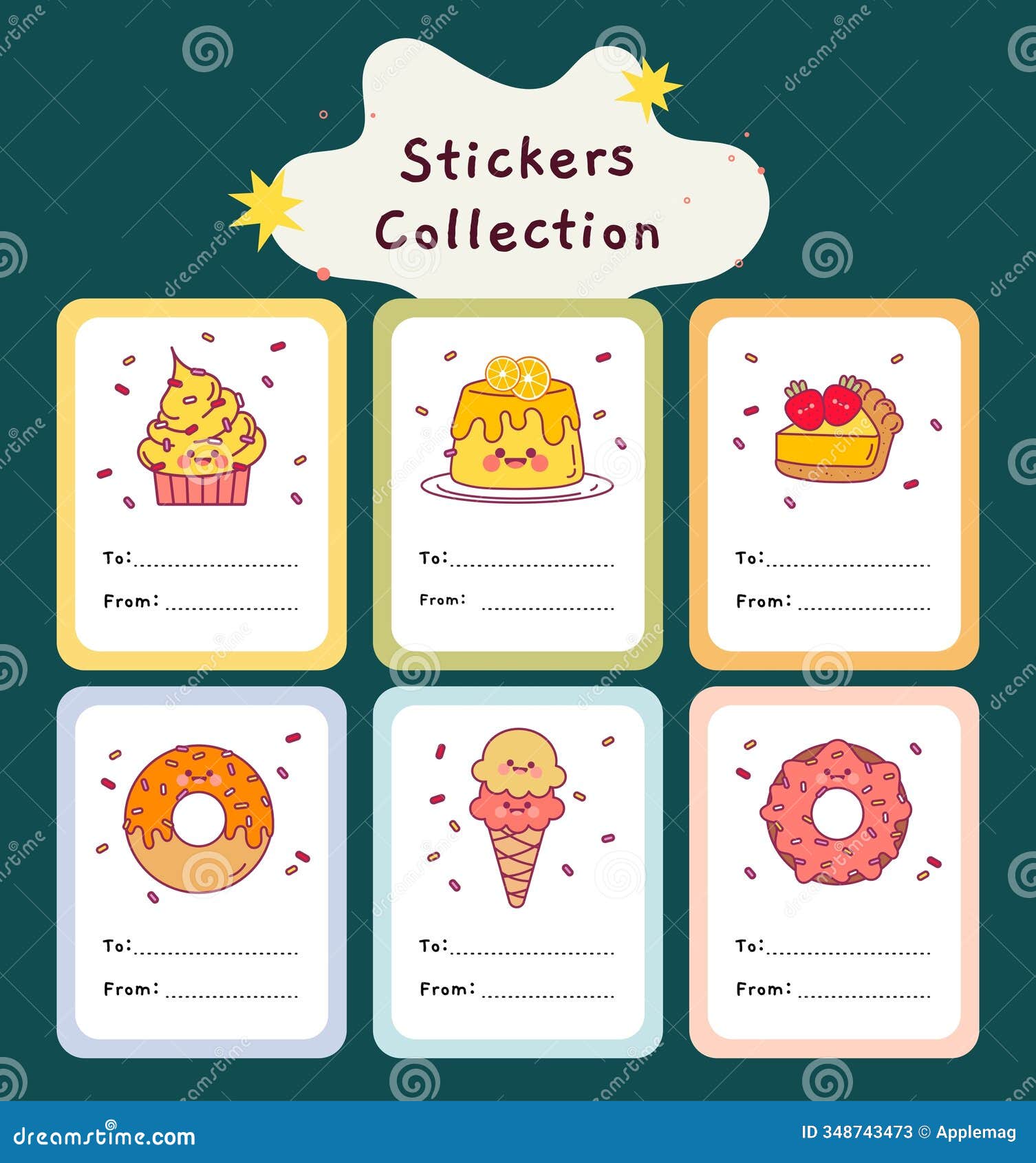 Kids Sticker Label Set Collection Printable Stationery Stickers With ...