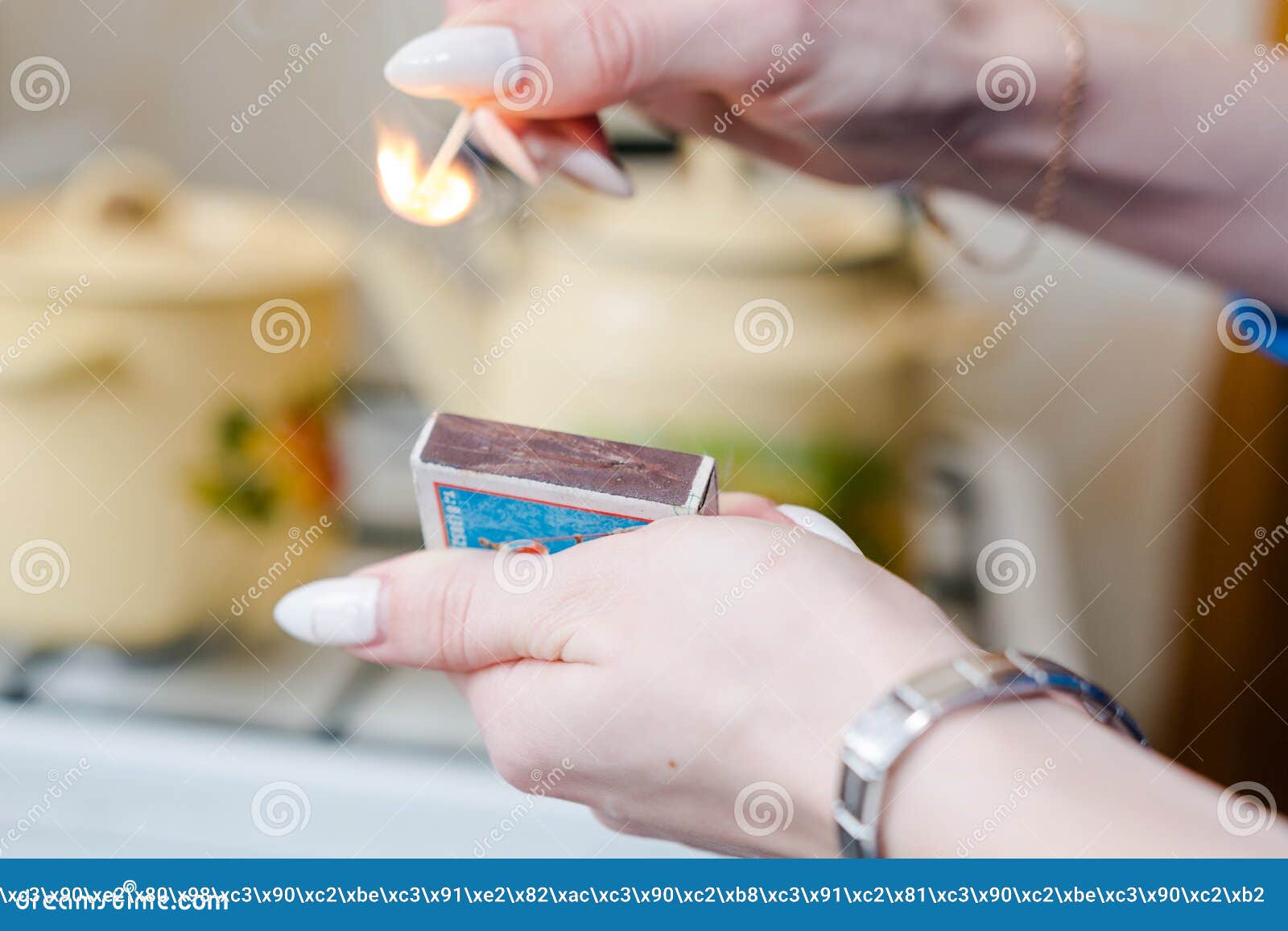 To Light a Match. the Woman Lights a Match, Stock Photo - Image of ...