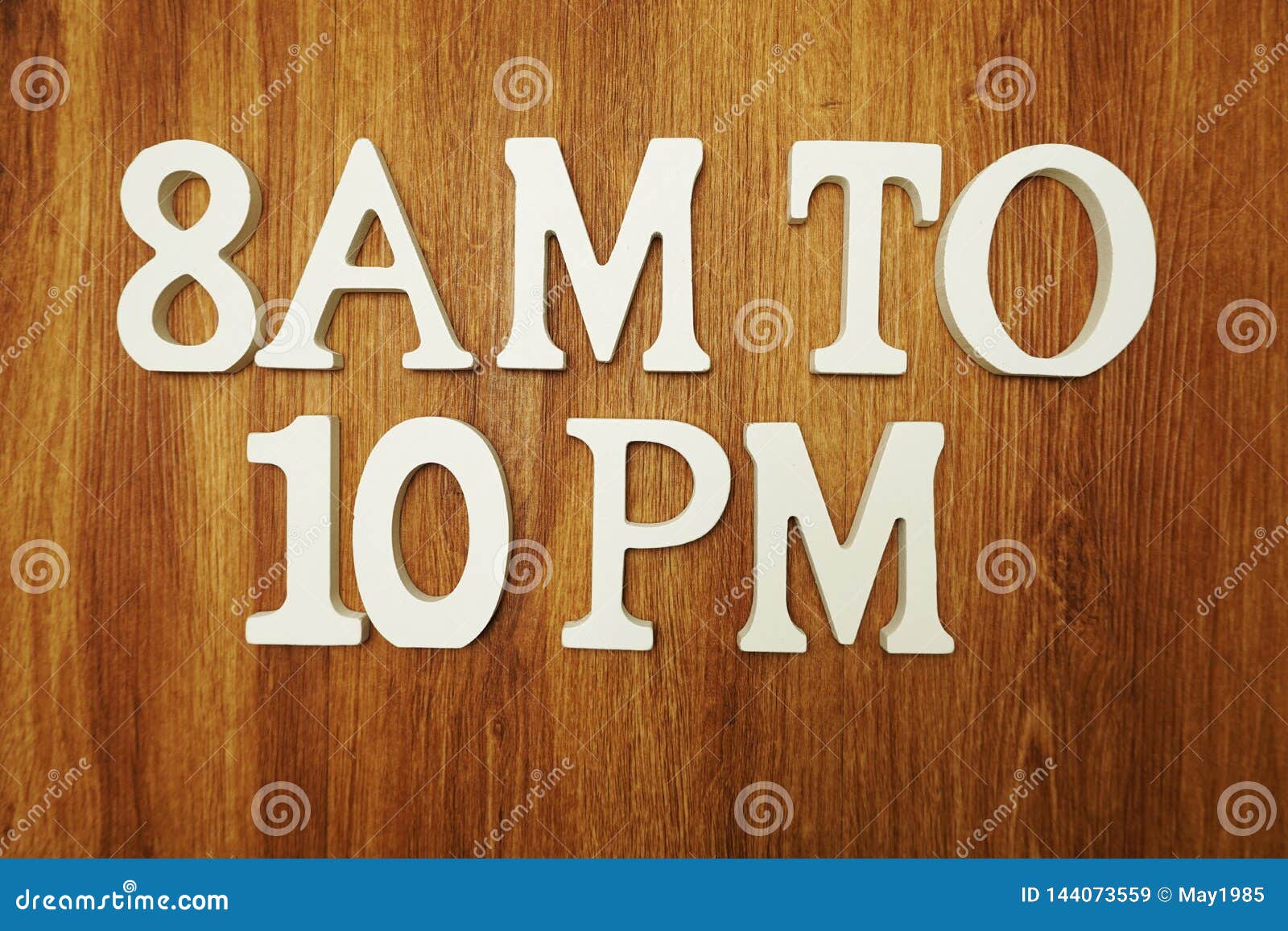 8 am To 10 PM on Wooden Background Stock Image - Image of enter ...