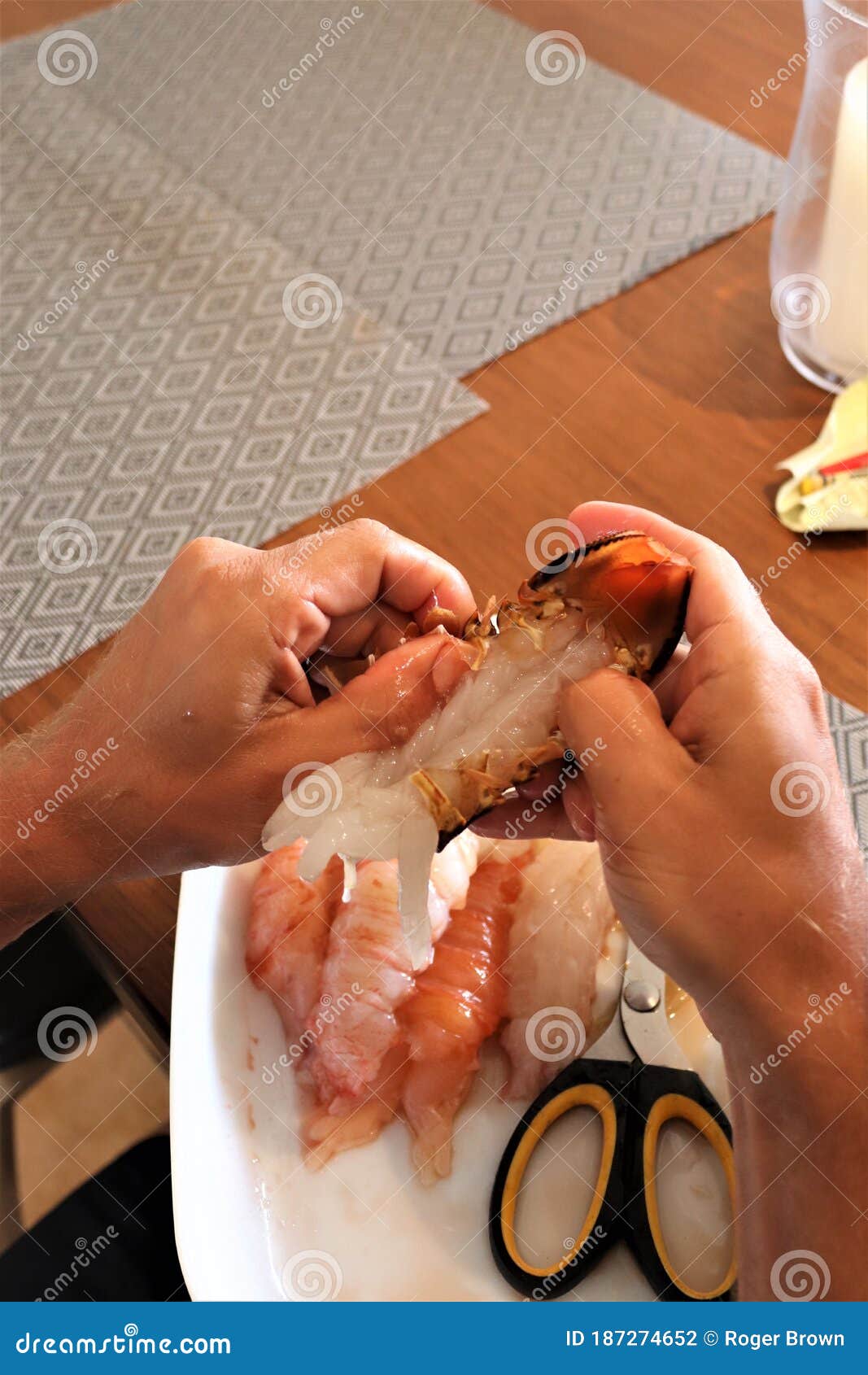 Preparing Crayfish or Lobster for Cooking Stock Photo - Image of ...