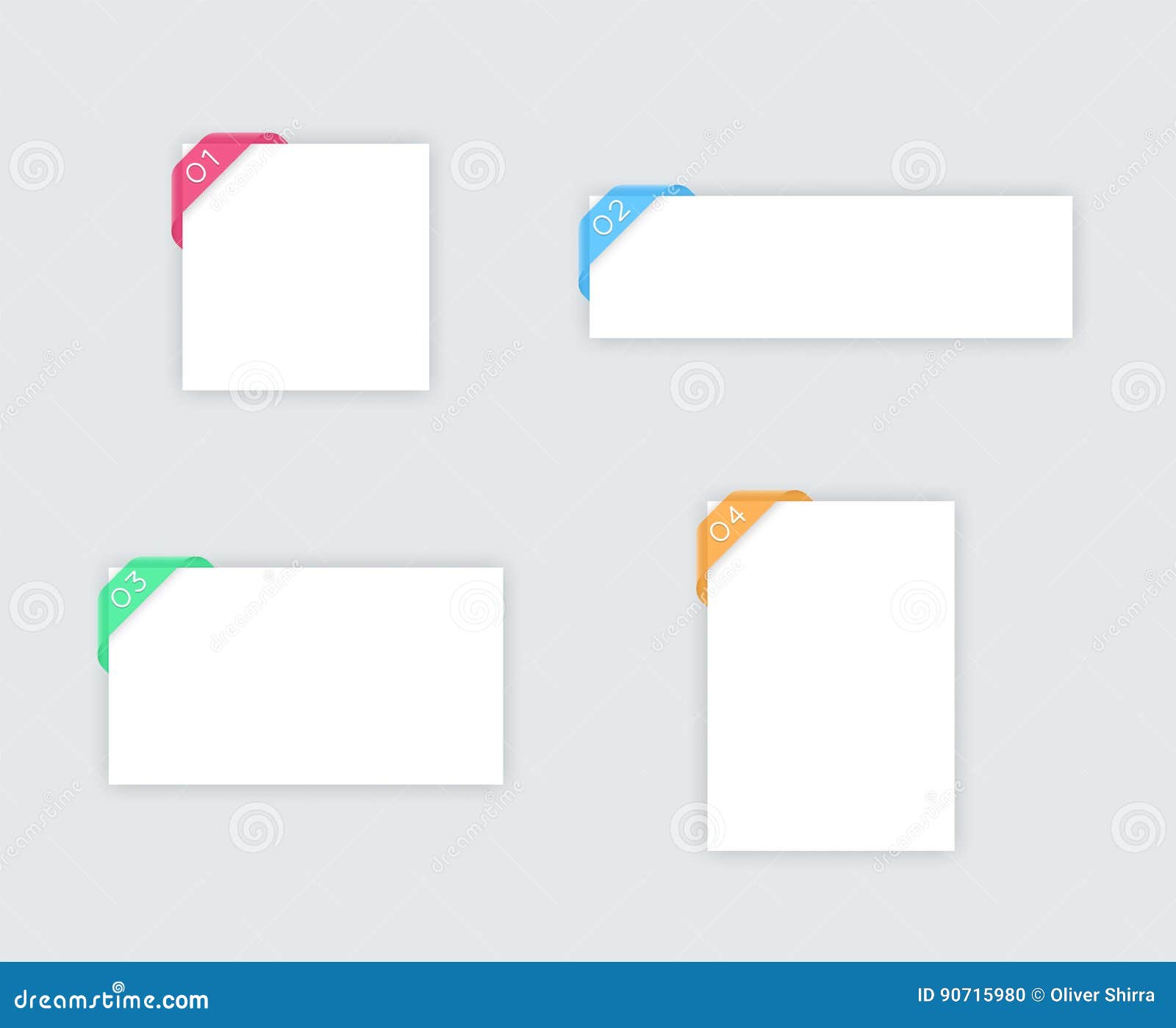 1 To 4 Simple White Vector Text Boxes with Ribbon B Stock Vector ...