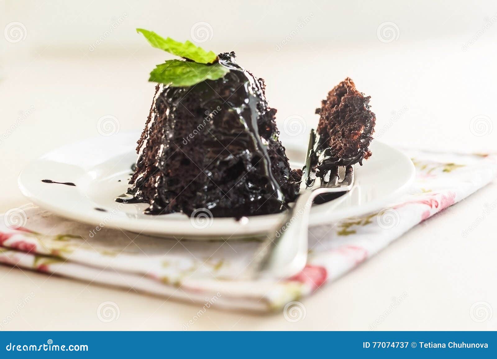 To Split Off from a Piece of Chocolate Cake Stock Image - Image of ...