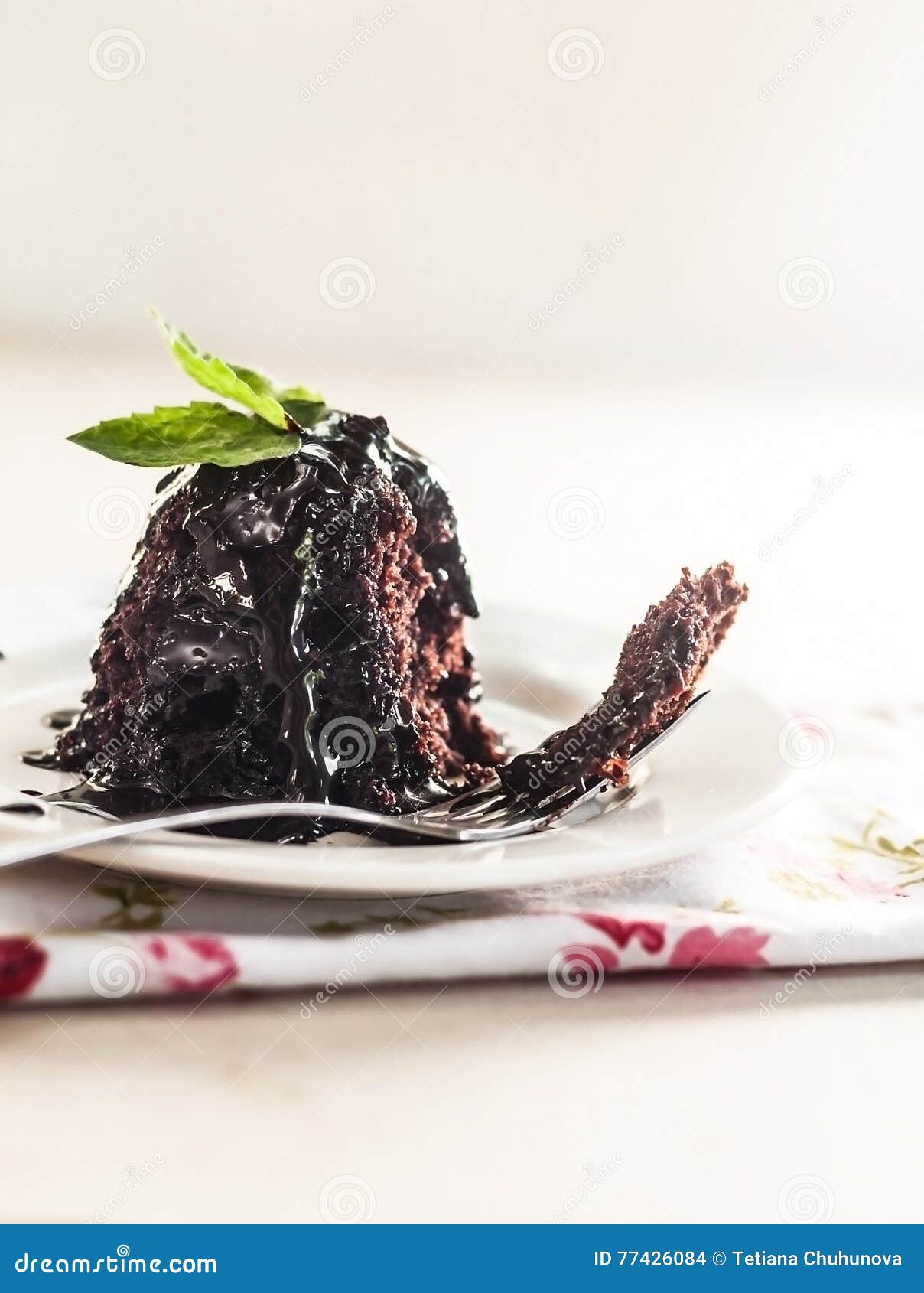 To Split Off from a Piece of Chocolate Cake Stock Photo - Image of ...