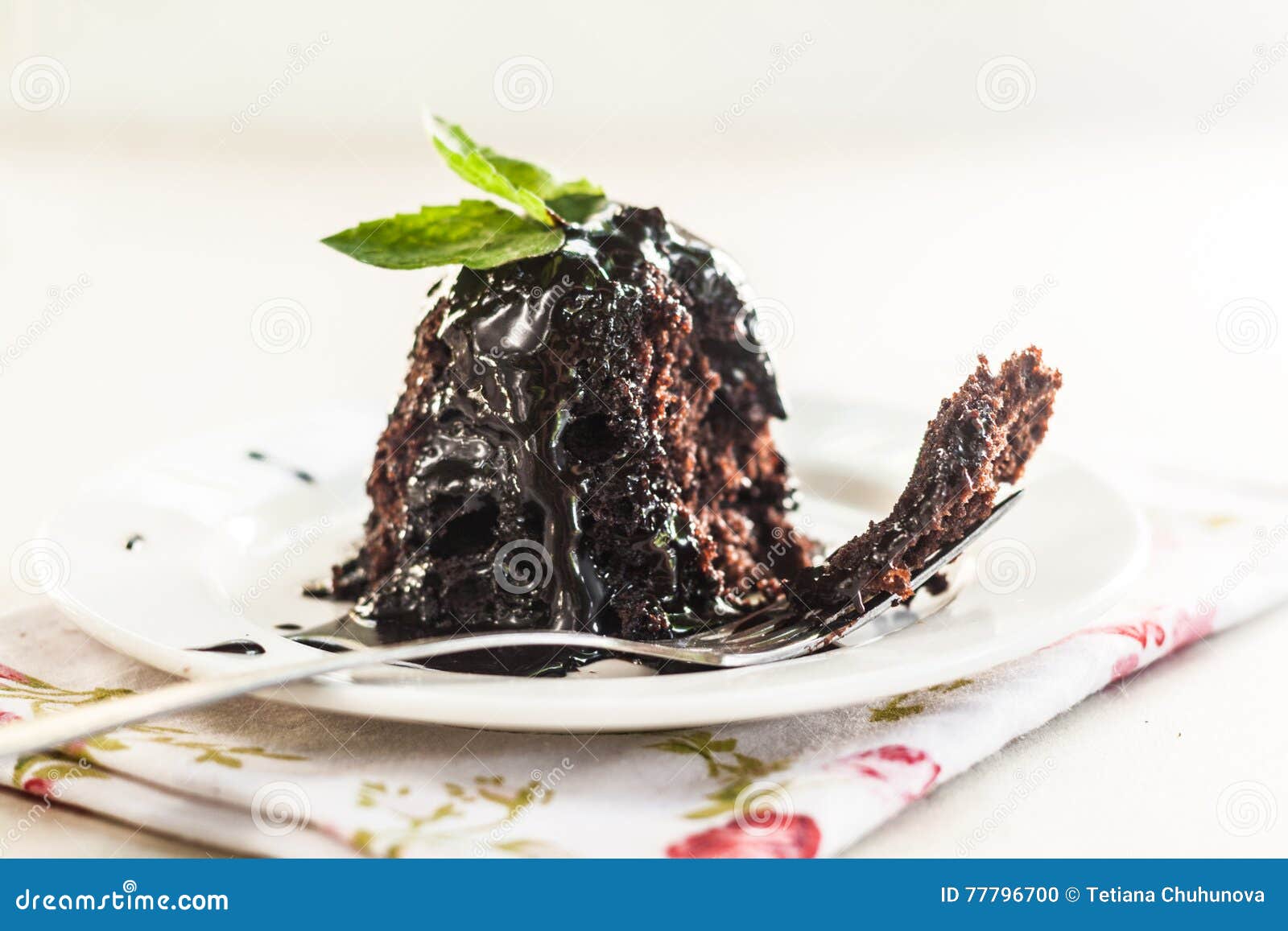 To Split Off from a Piece of Chocolate Cake Stock Photo - Image of ...