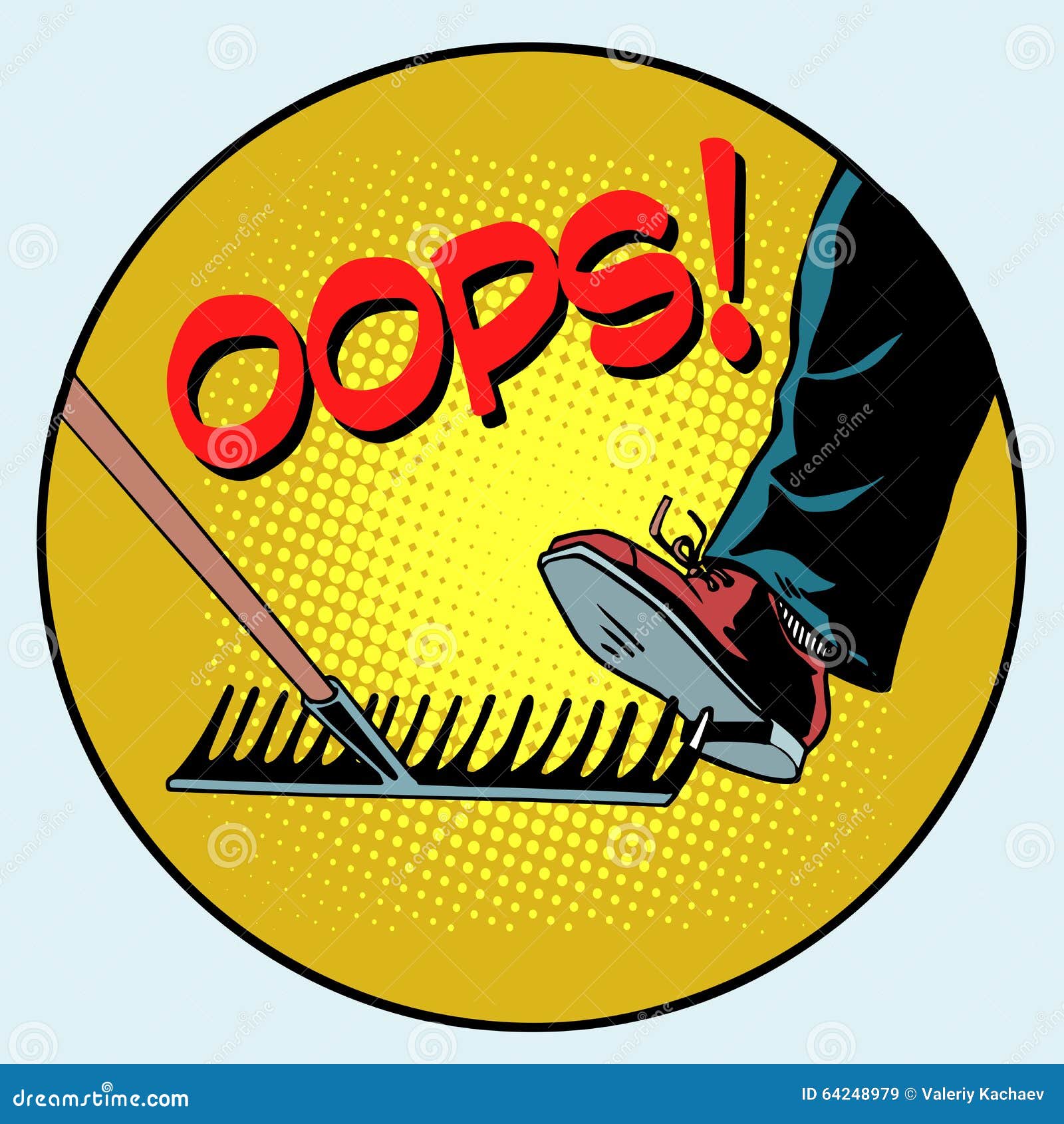 To Step On A Rake. Failure And Problems Pop Art Cartoon Vector ...
