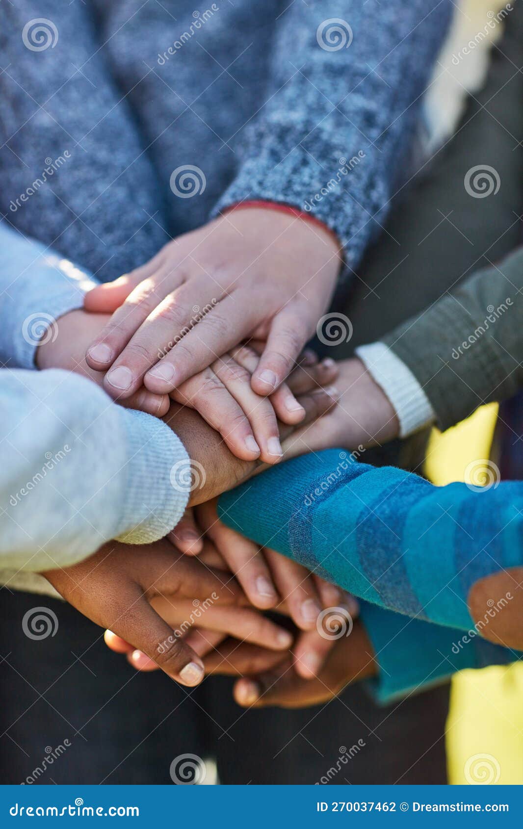 This is To Teamwork. Unrecognizable Elementary School Kids Huddled ...