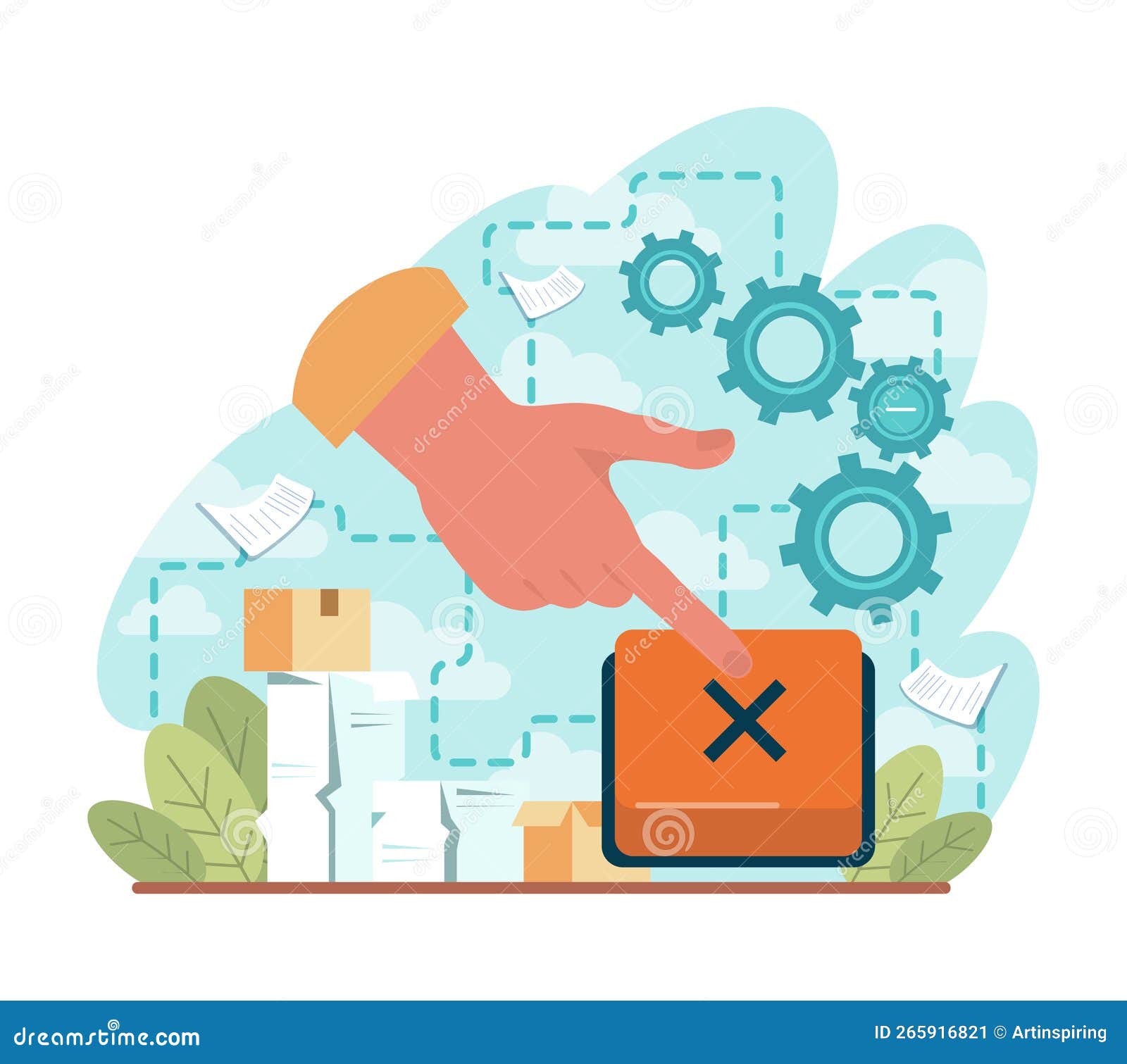 To Turn Off Concept. Character Presses the Switch Button or Pull a ...