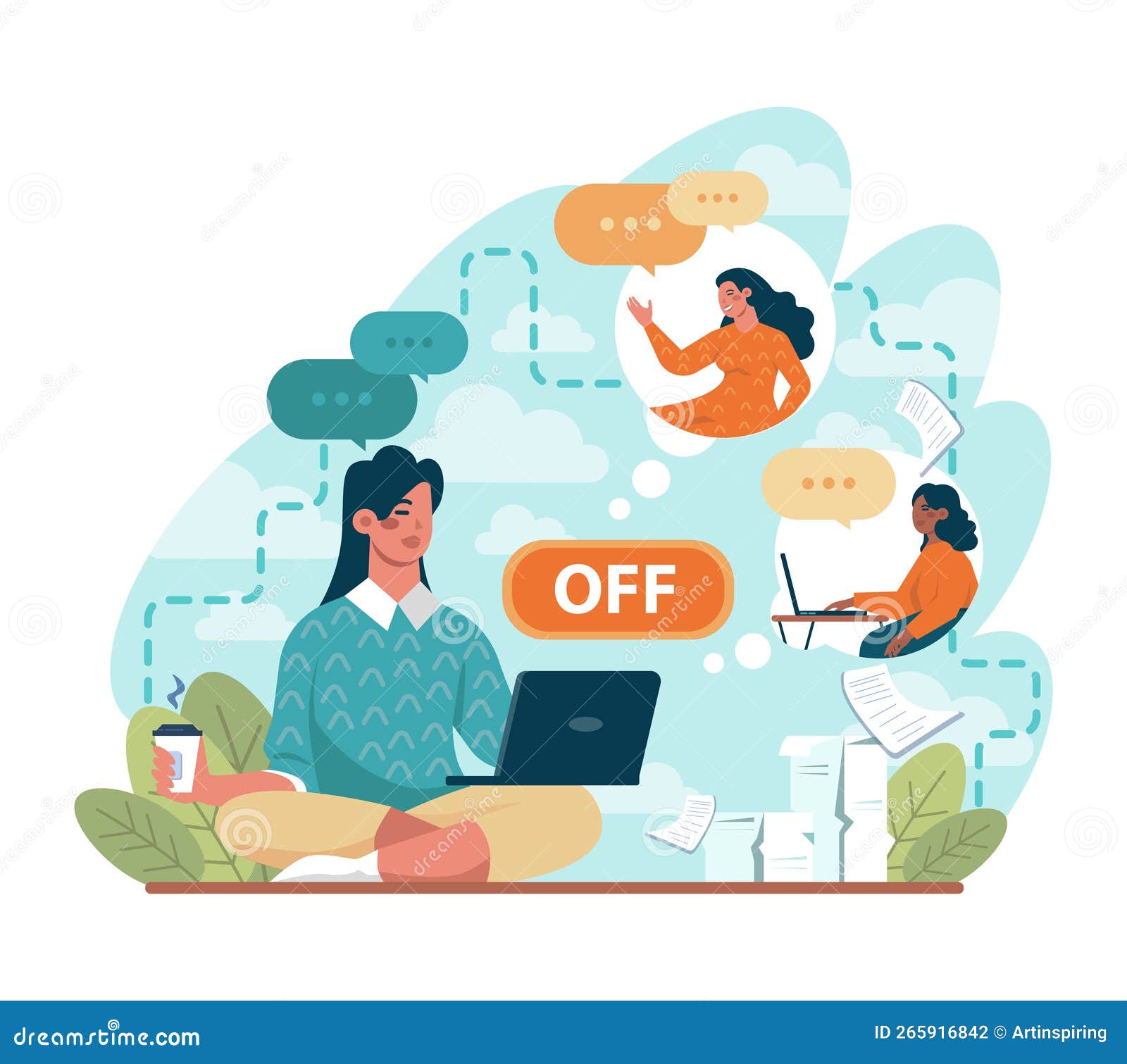 To Turn Off Concept. Character Presses the Switch Button or Pull a ...