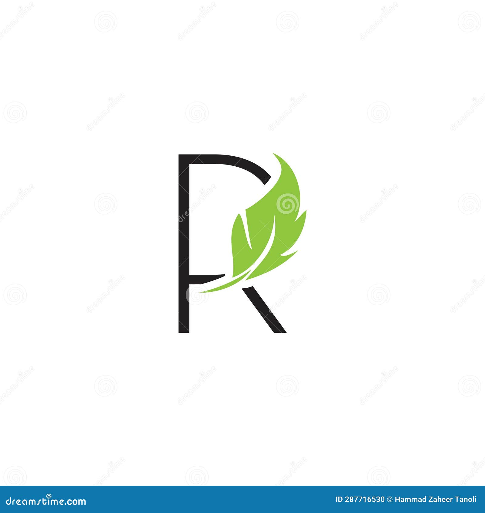 Letter R with Leaf Logo stock vector. Illustration of media - 287716530