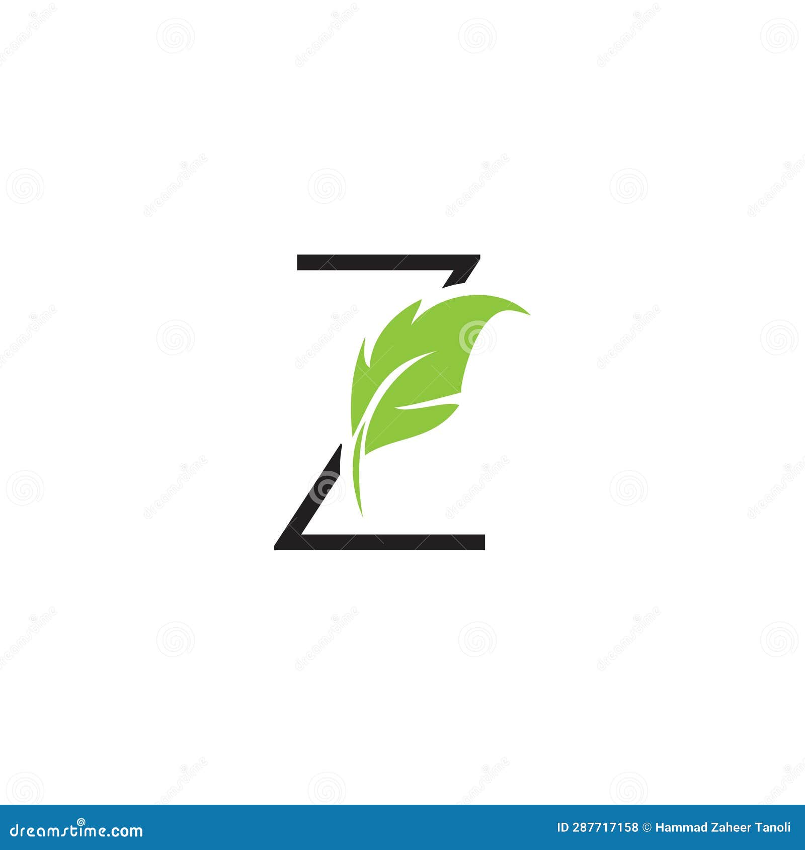 Letter Z with Leaf Logo stock vector. Illustration of vector - 287717158