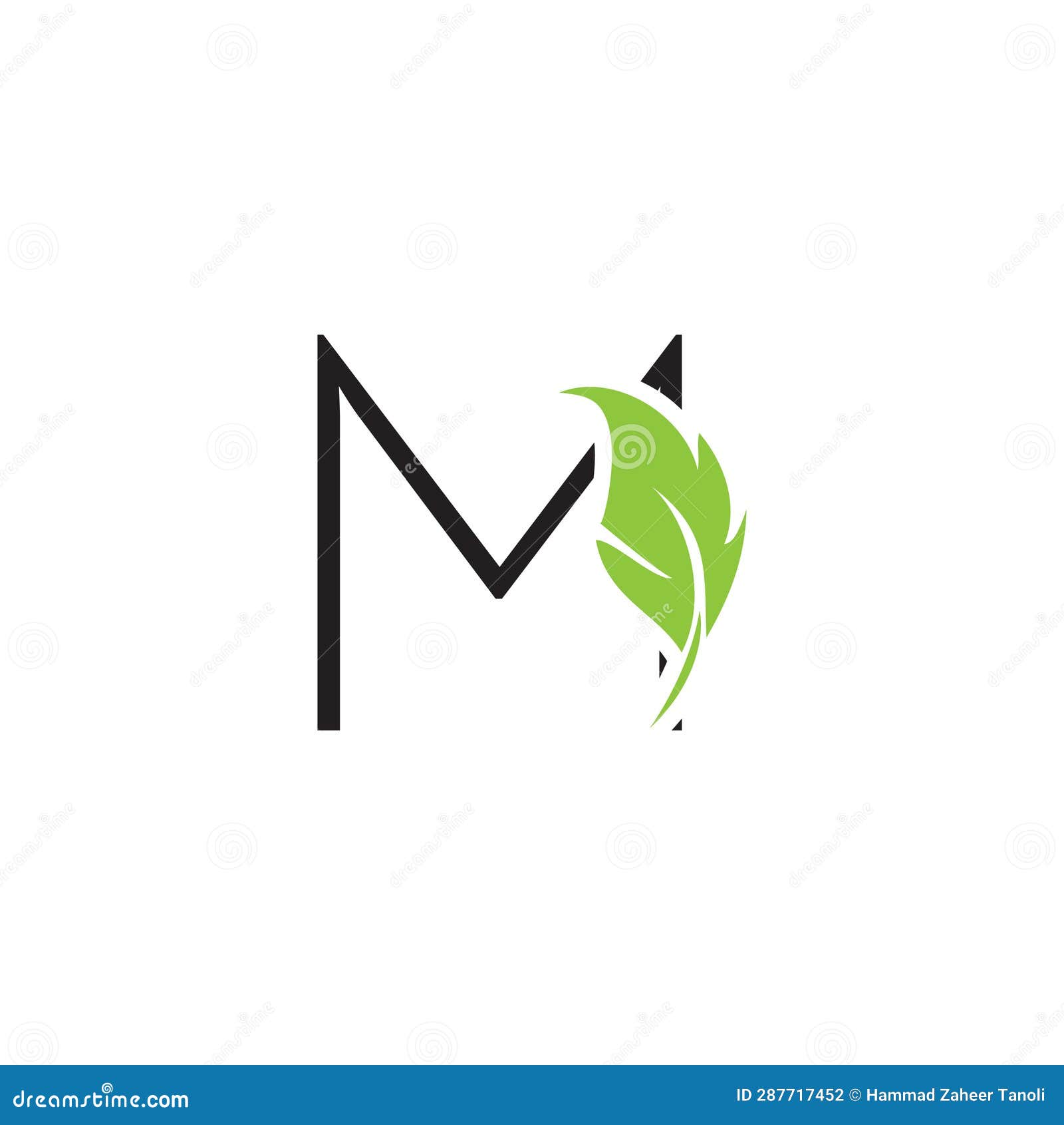 Letter M with Leaf Logo stock illustration. Illustration of media ...
