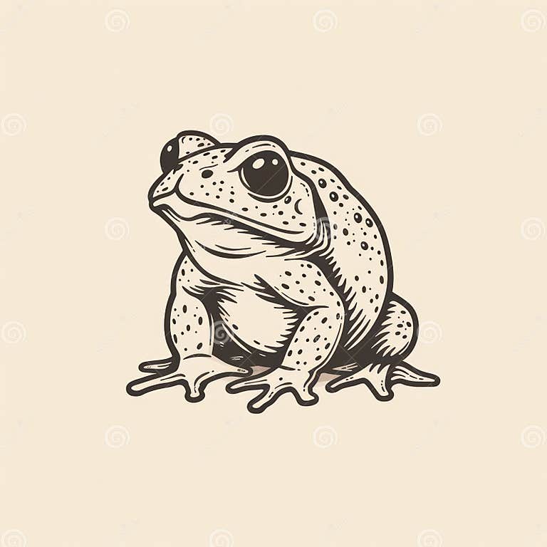 Toad Cartoon Flat Illustration Minimal Line Art Stock Illustration ...