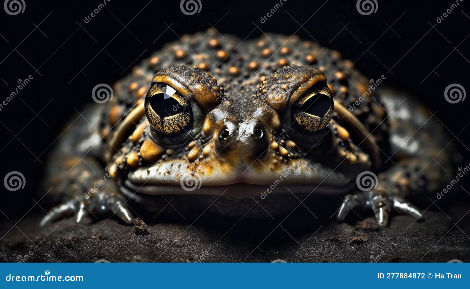 Toad Close-up on a Dark Background, Studio Shot Stock Illustration ...