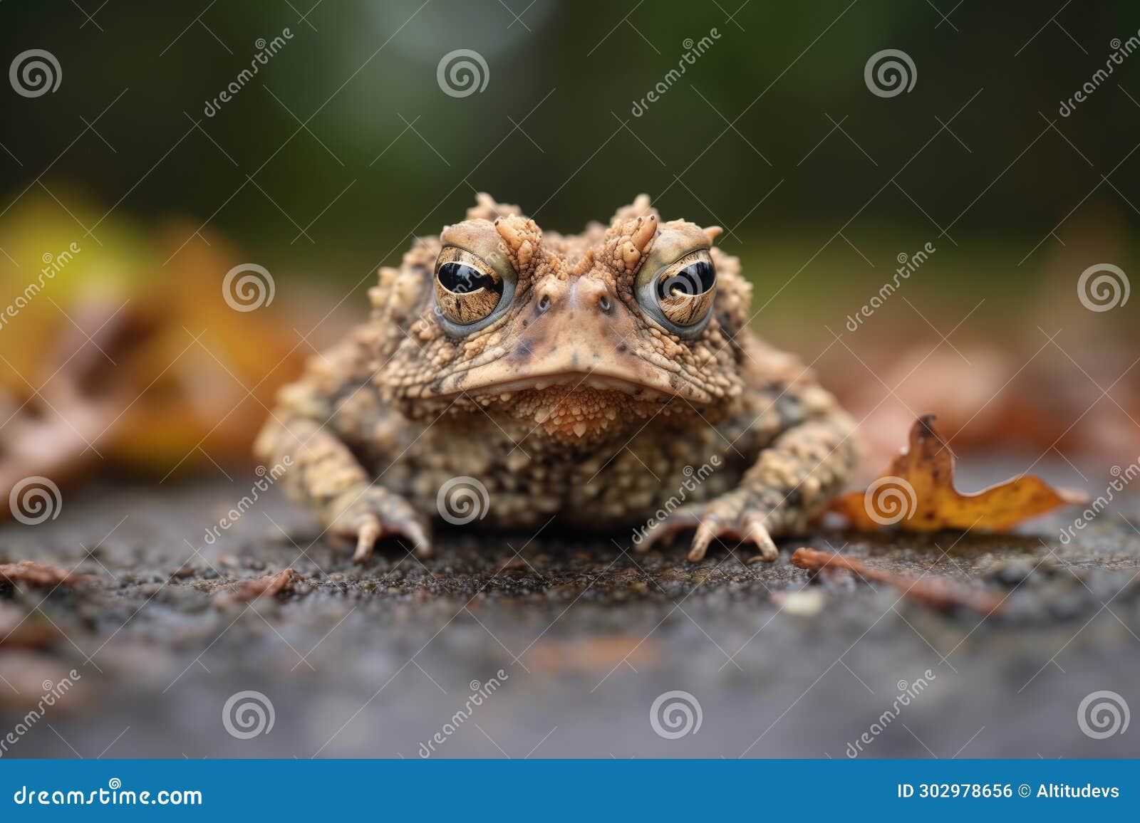 Toad on Dark Soil with Leafy Background Stock Illustration ...