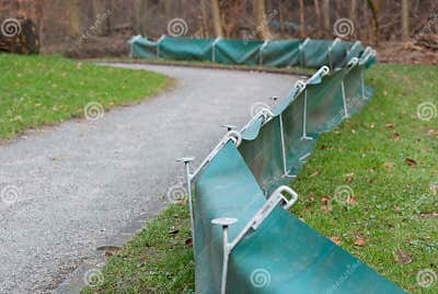Toad Fence Zigzaging on Meadow Stock Image - Image of conservation ...